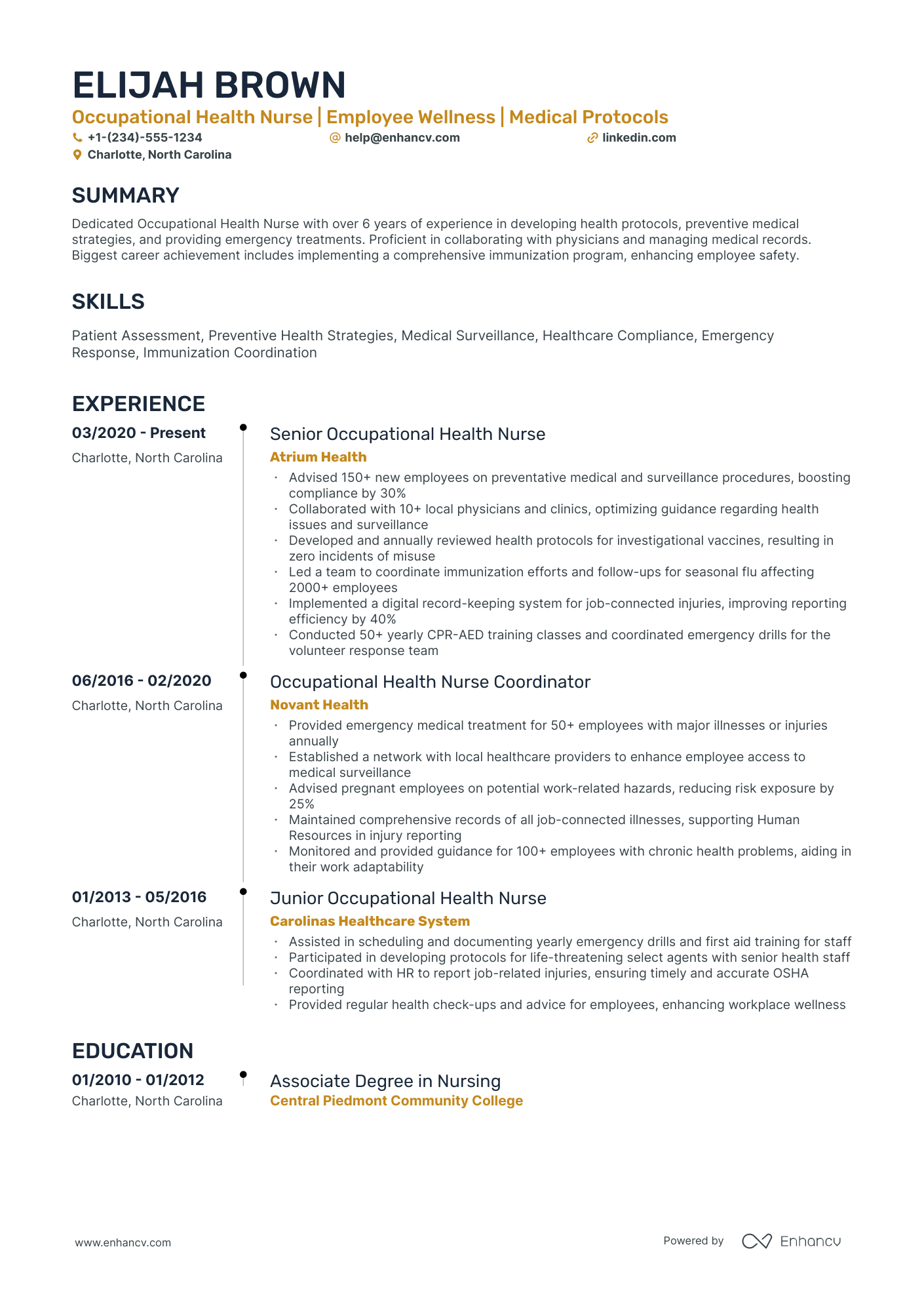 10 Occupational Health Nurse Resume Examples & Guide for 2026