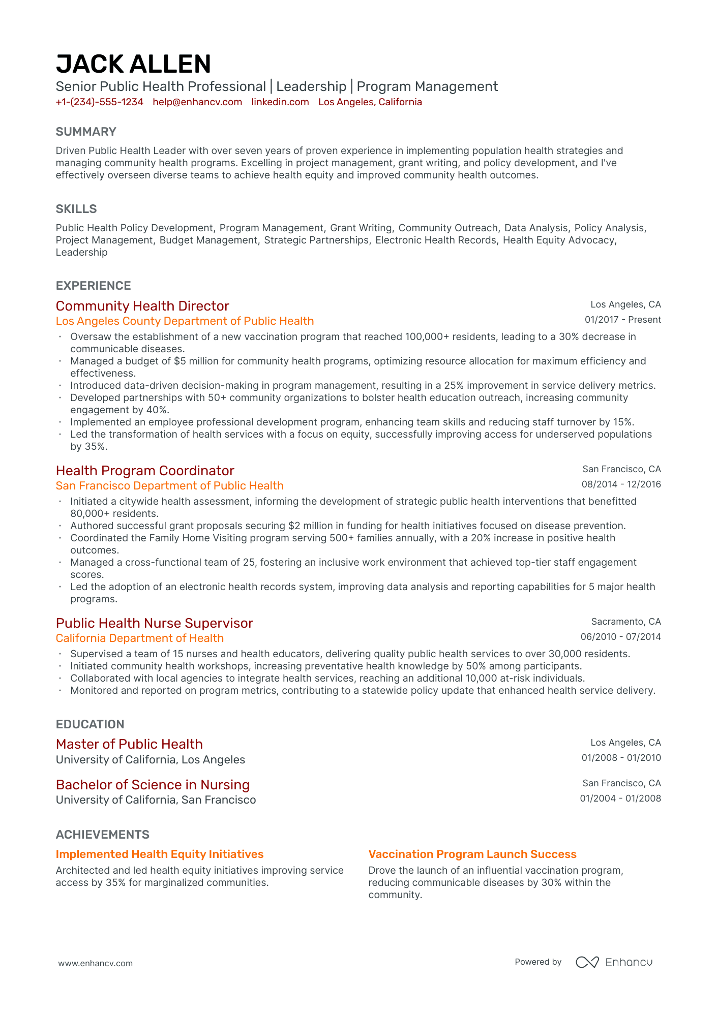 5 Public Health Program Manager Resume Examples & Guide for 2024