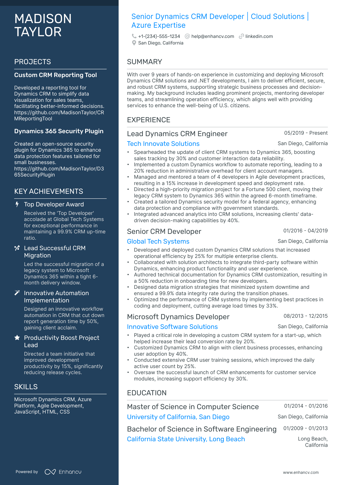 10 CRM Developer Resume Examples & Guide for 2025