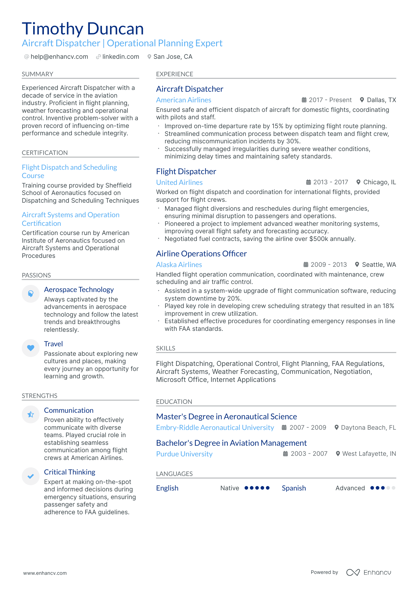 10 Aircraft Dispatcher Resume Examples & Guide for 2025