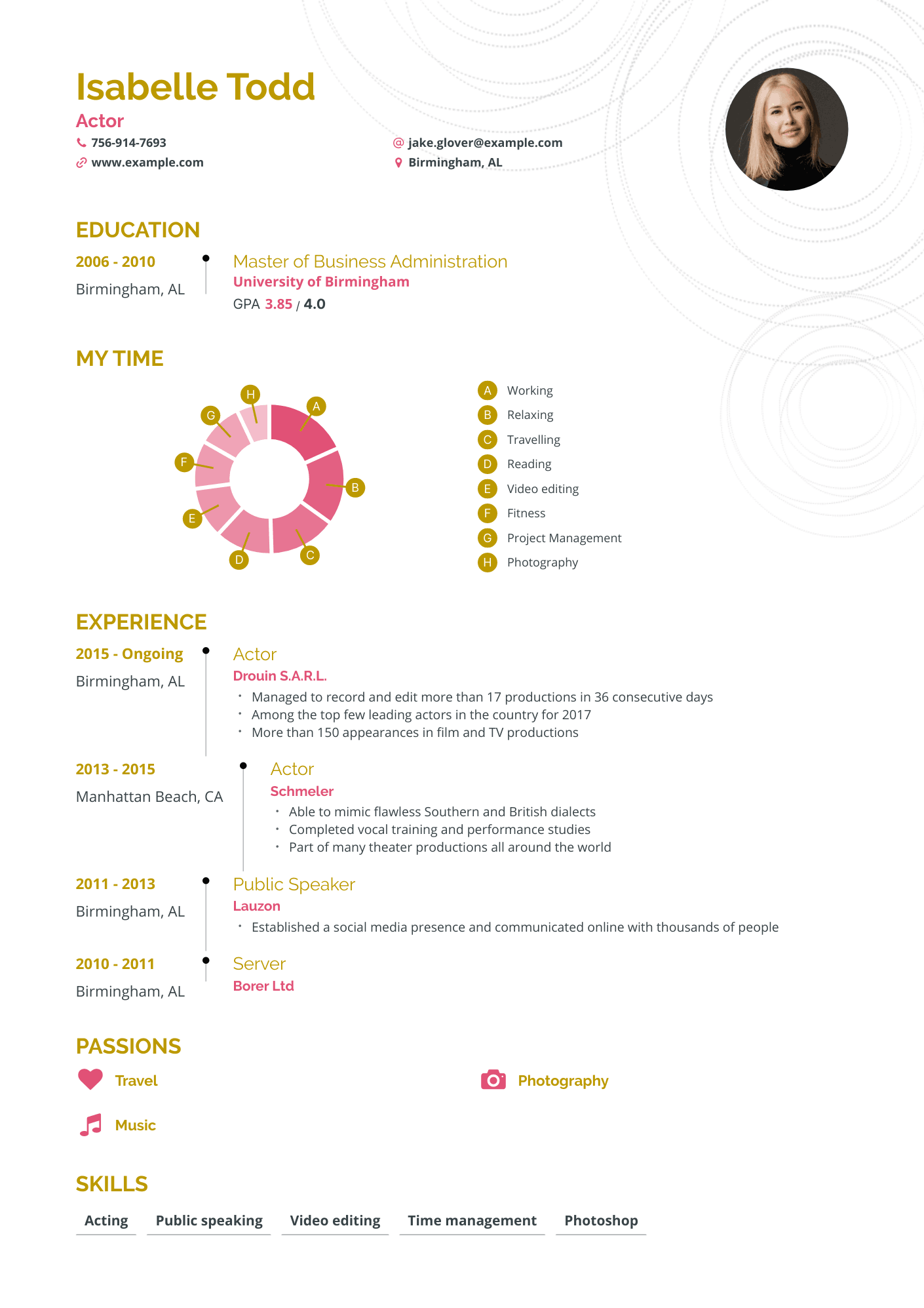 Actor Resume Examples & Guide for 2023 (Layout, Skills, Keywords & Job ...