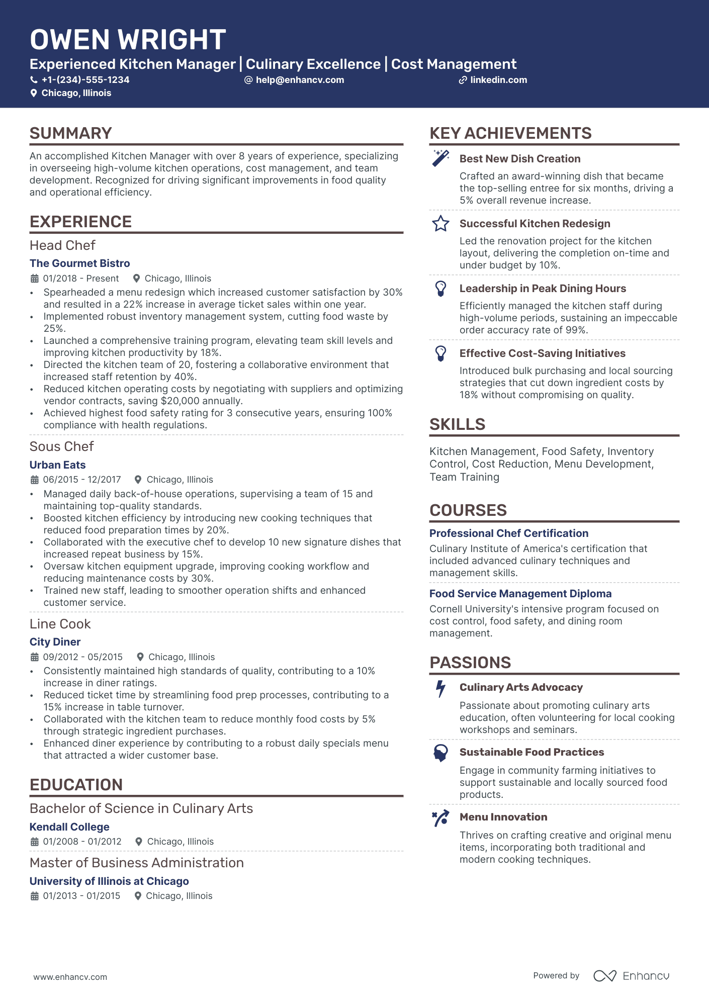 10 Kitchen Manager Resume Examples, Templates & Guide for 2026