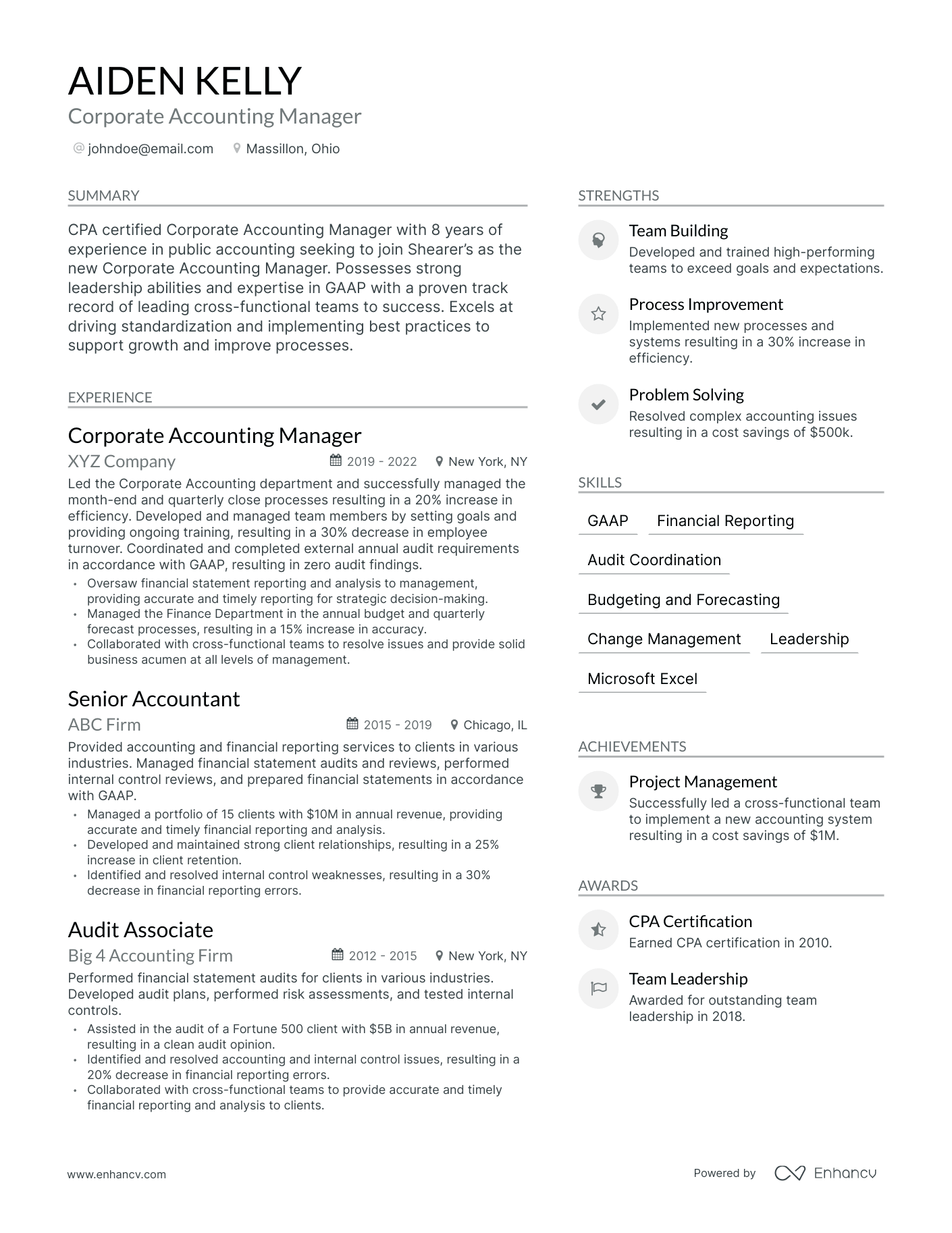 5 Corporate Accounting Resume Examples & Guide for 2024