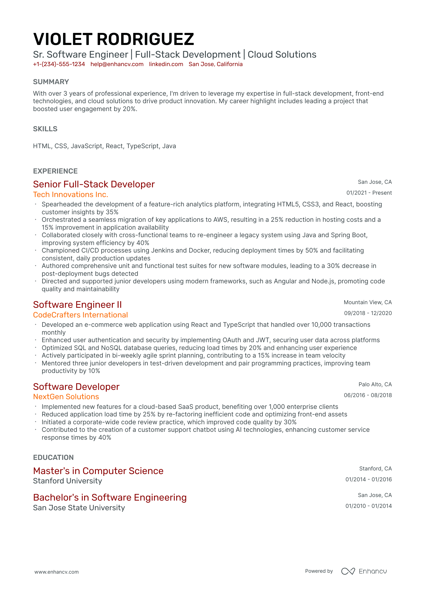 10 Senior Software Engineer Resume Examples - March 2025