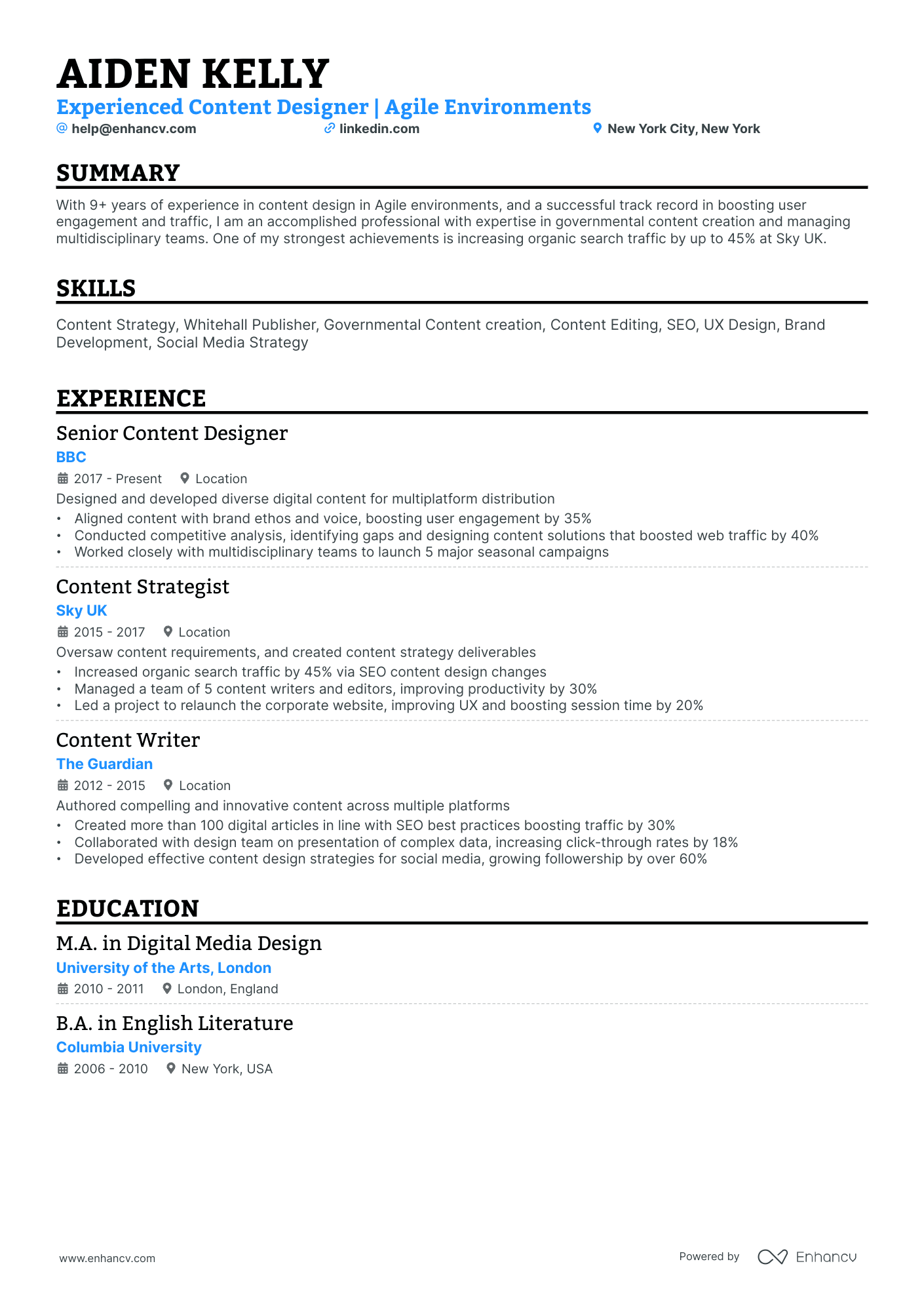 10 Content Designer Resume Examples & Guide for 2025