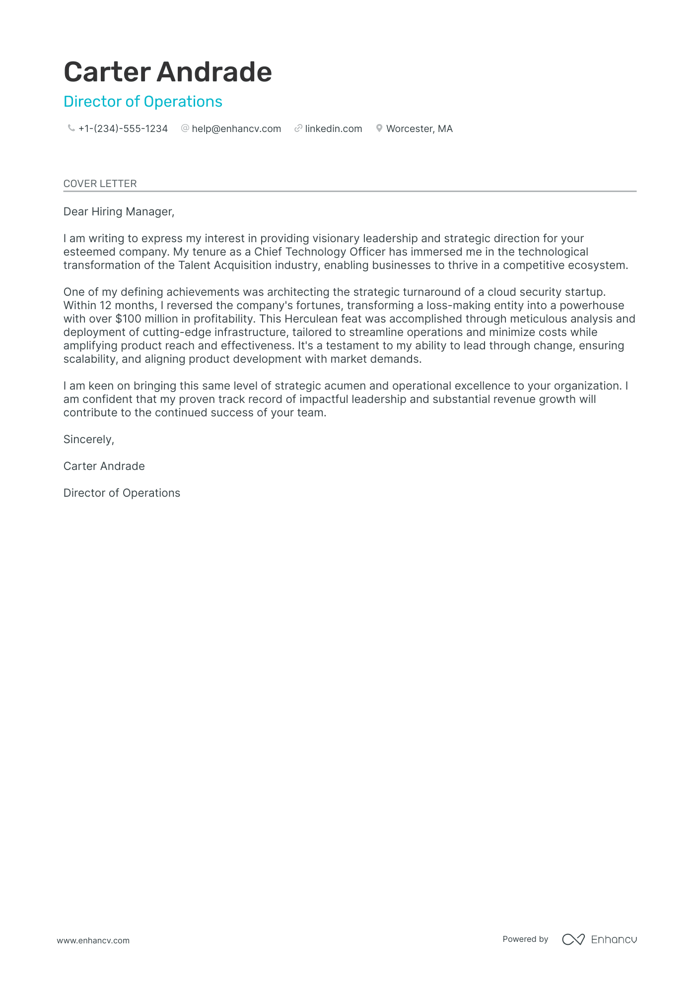21 Professional Operations Manager Cover Letter Examples and Template ...