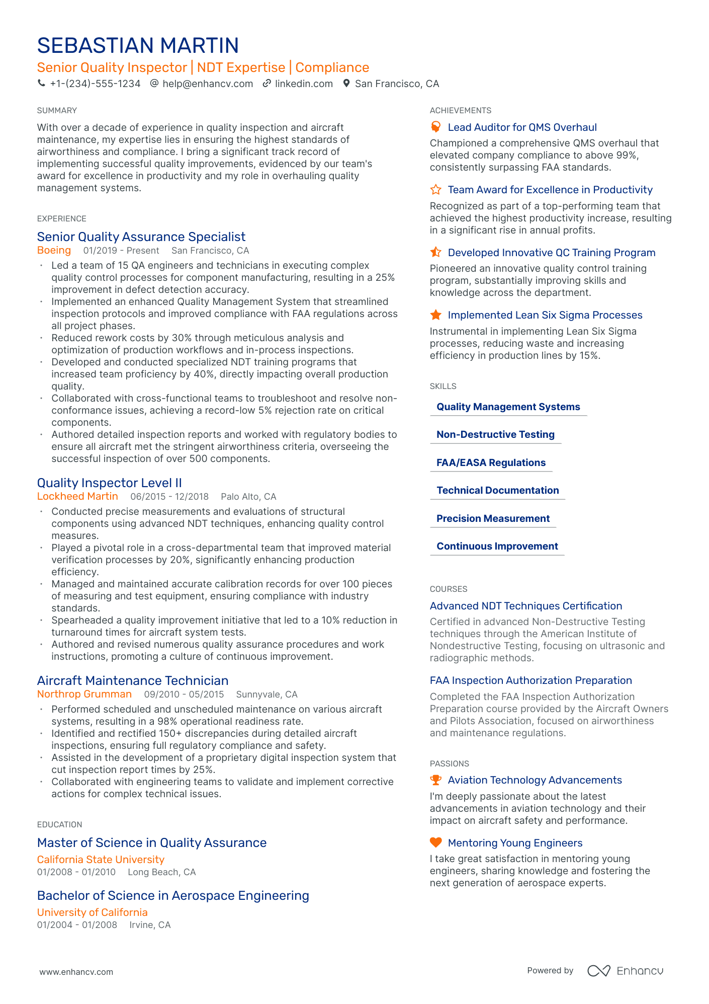 5 Quality Inspector Resume Examples & Guide for 2024