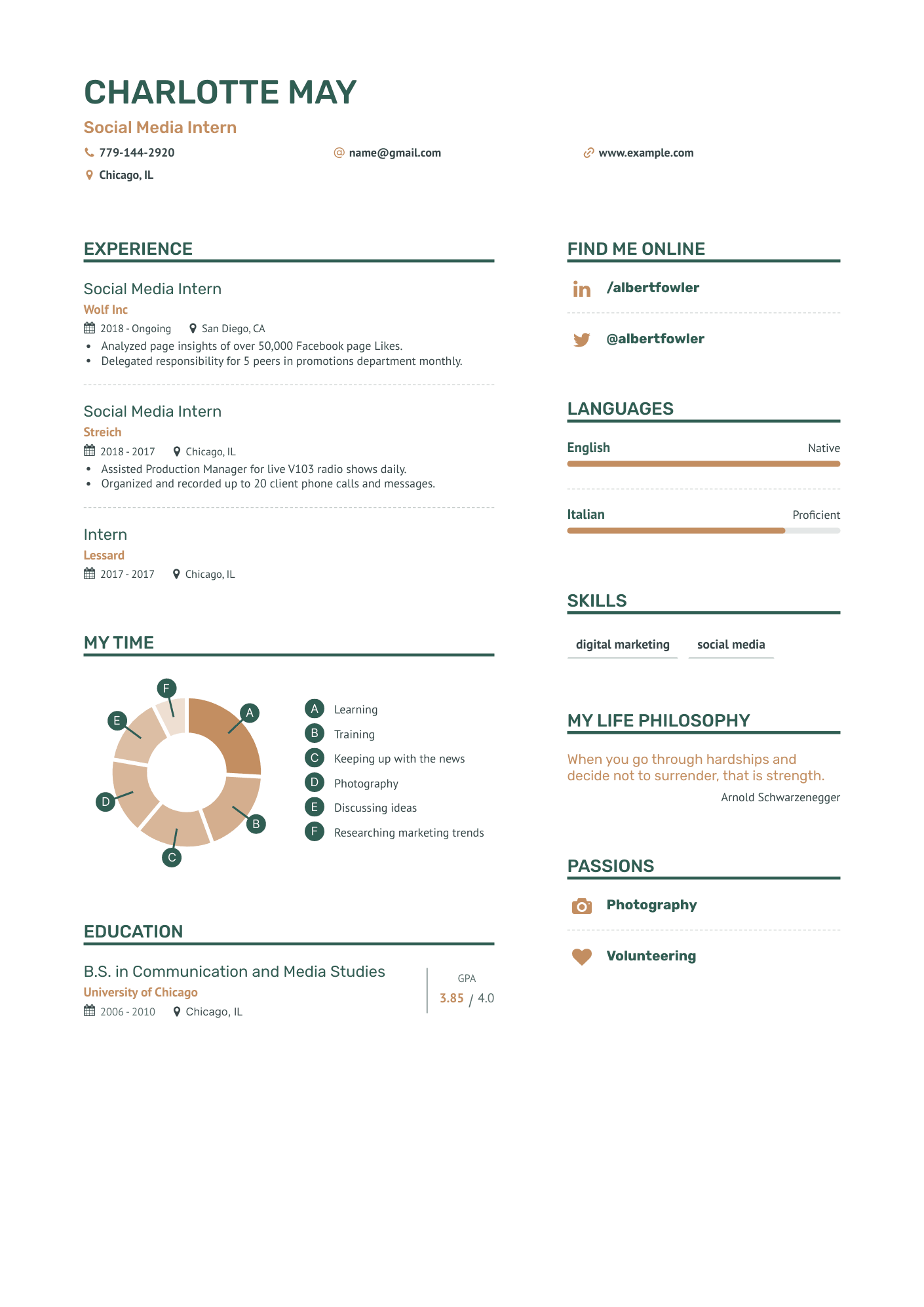Social Media Intern Resume Examples & Guide for 2023 (Layout, Skills ...