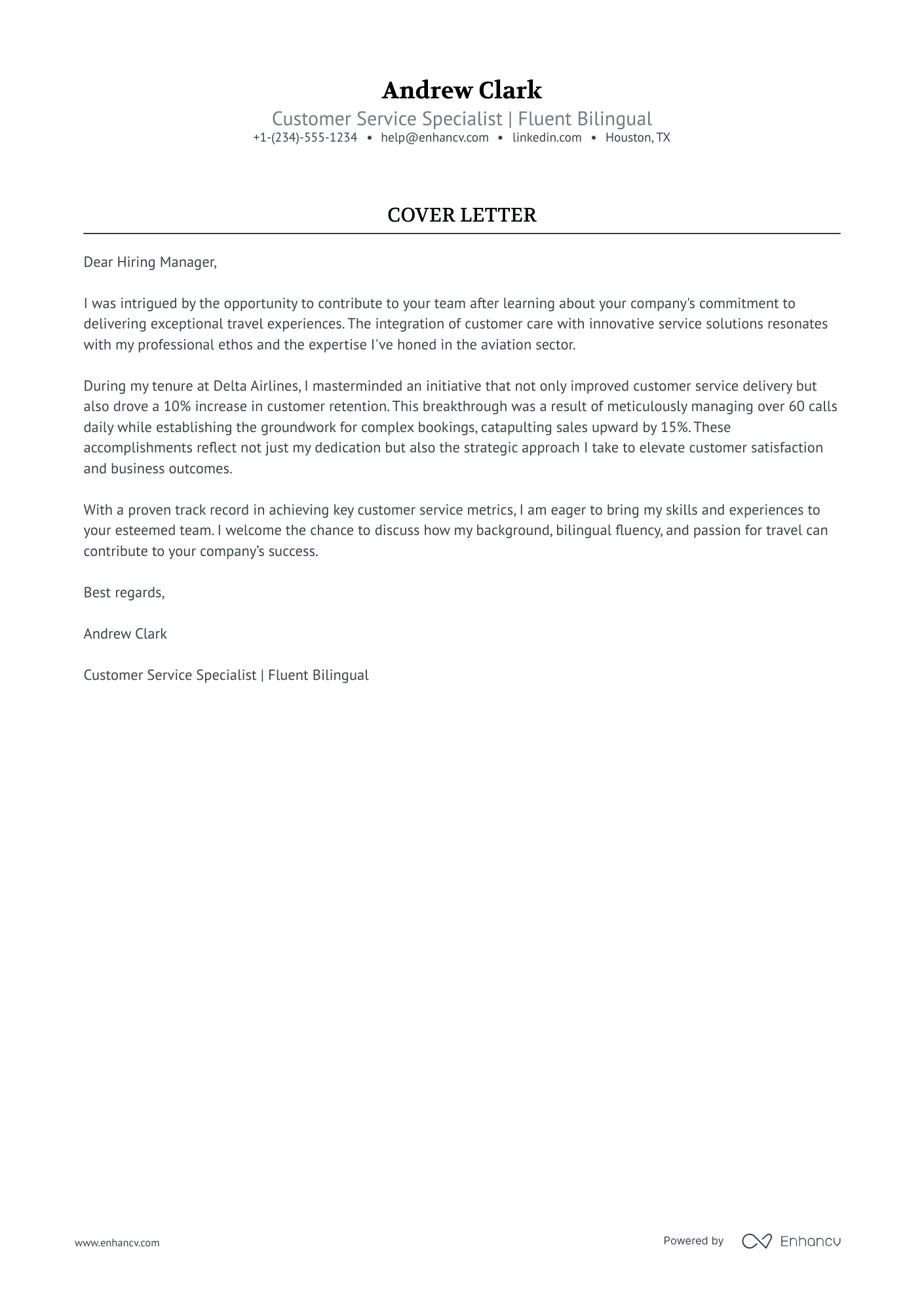 25 Professional Customer Service Cover Letter Examples and Template for ...