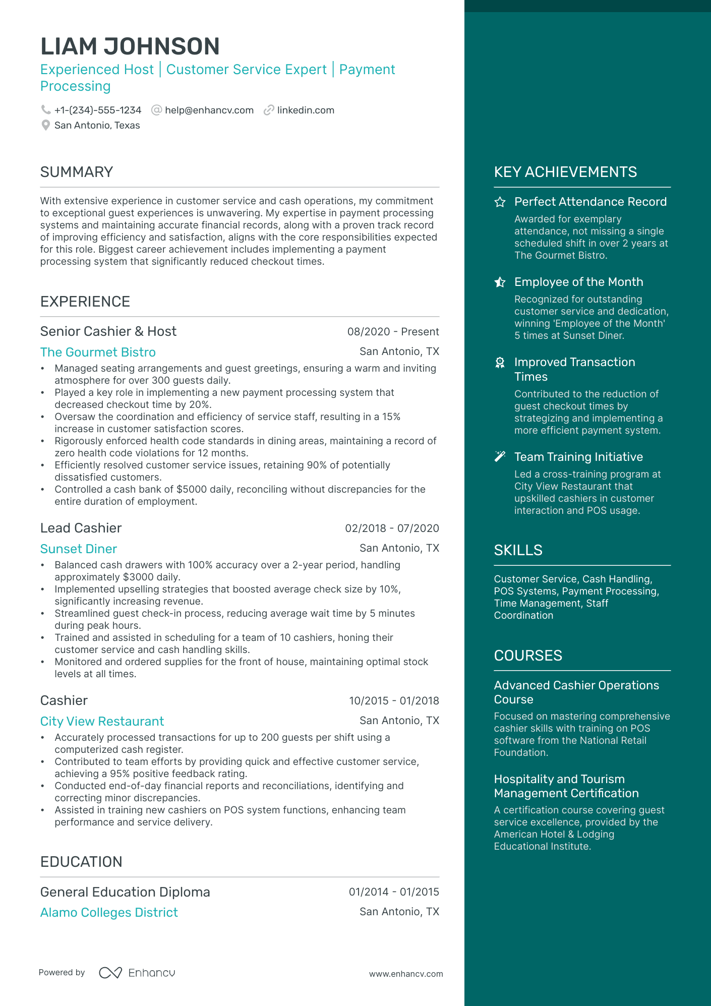 10 Food Cashier Resume Examples & Guide for 2026