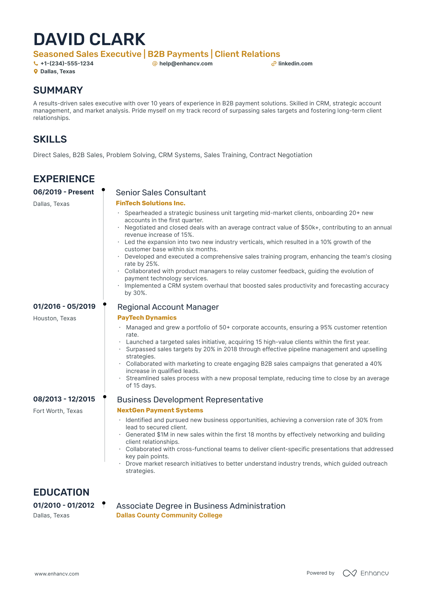 10 B2B Sales Resume Examples & Guide for 2026
