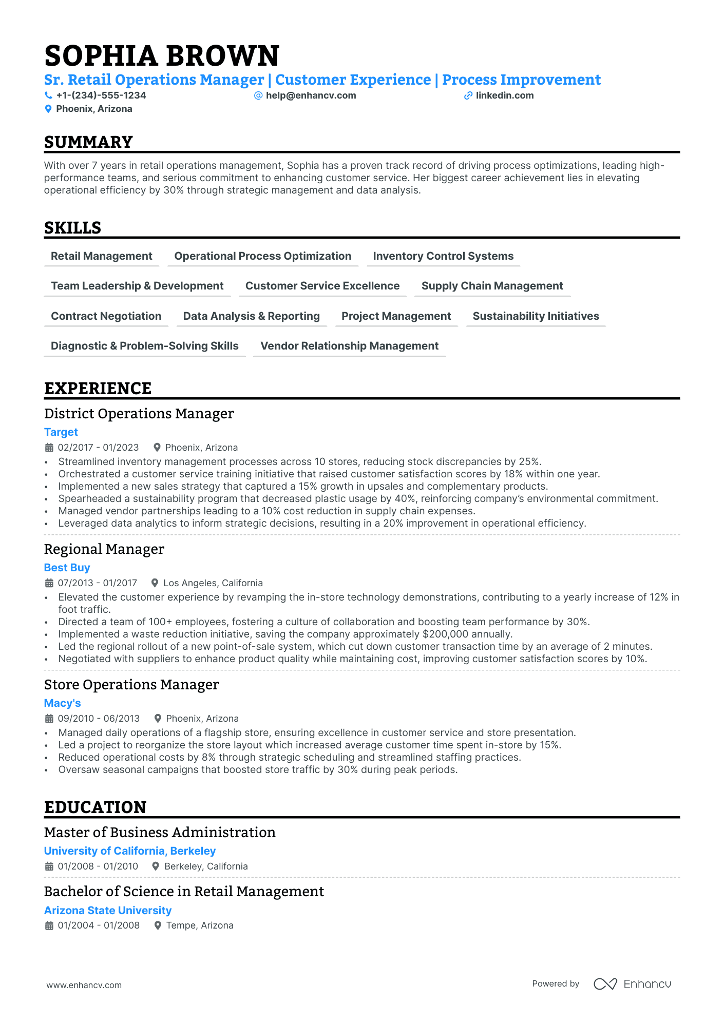 5 Retail Operations Manager Resume Examples & Guide for 2024