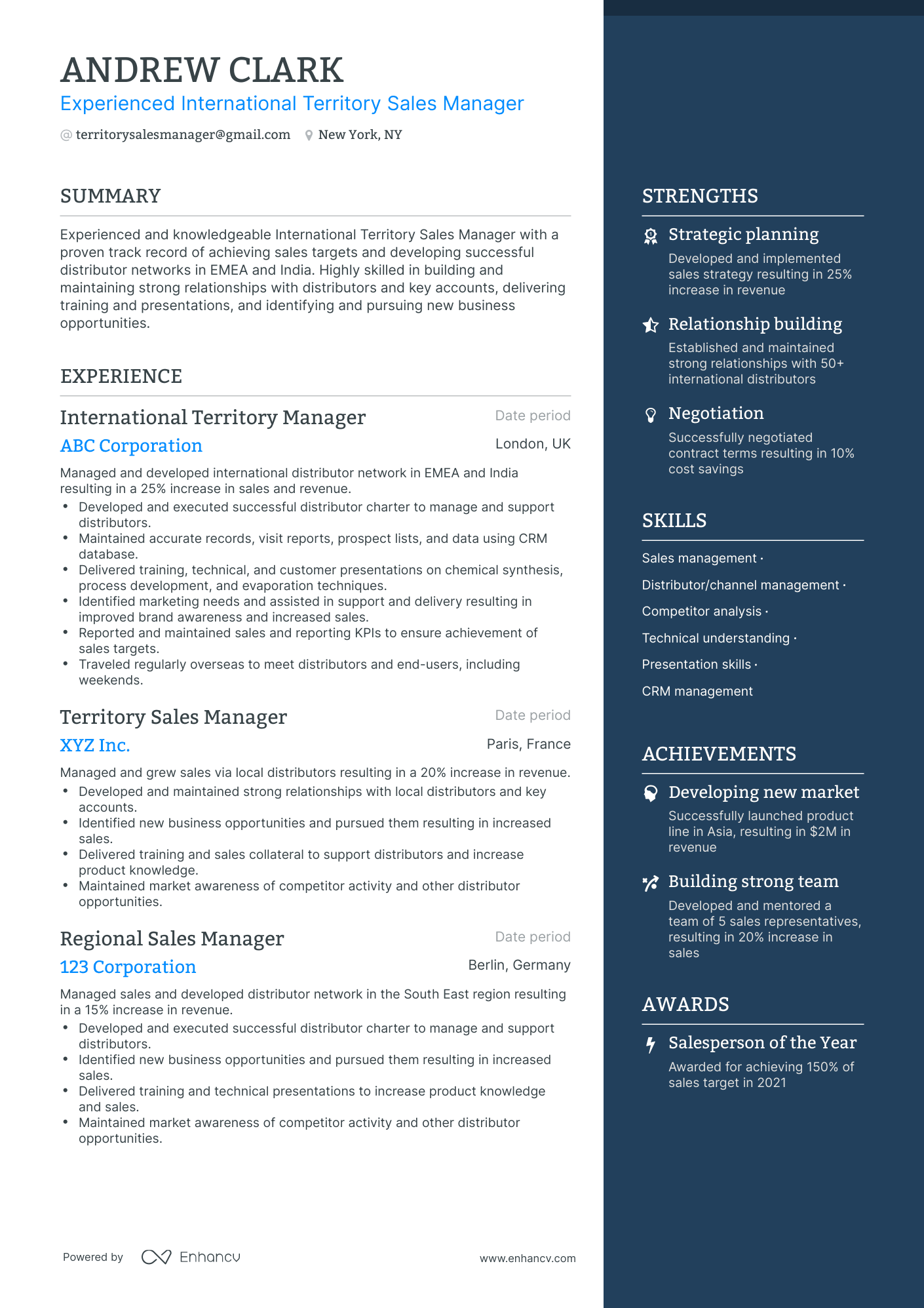 5 Territory Sales Manager Resume Examples & Guide for 2024