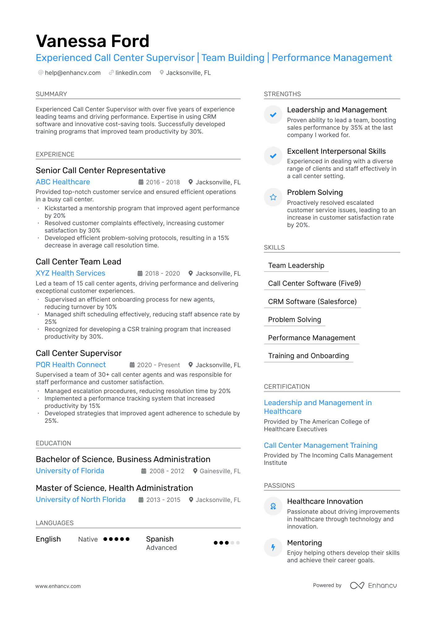 5 Call Center Supervisor Resume Examples & Guide for 2024