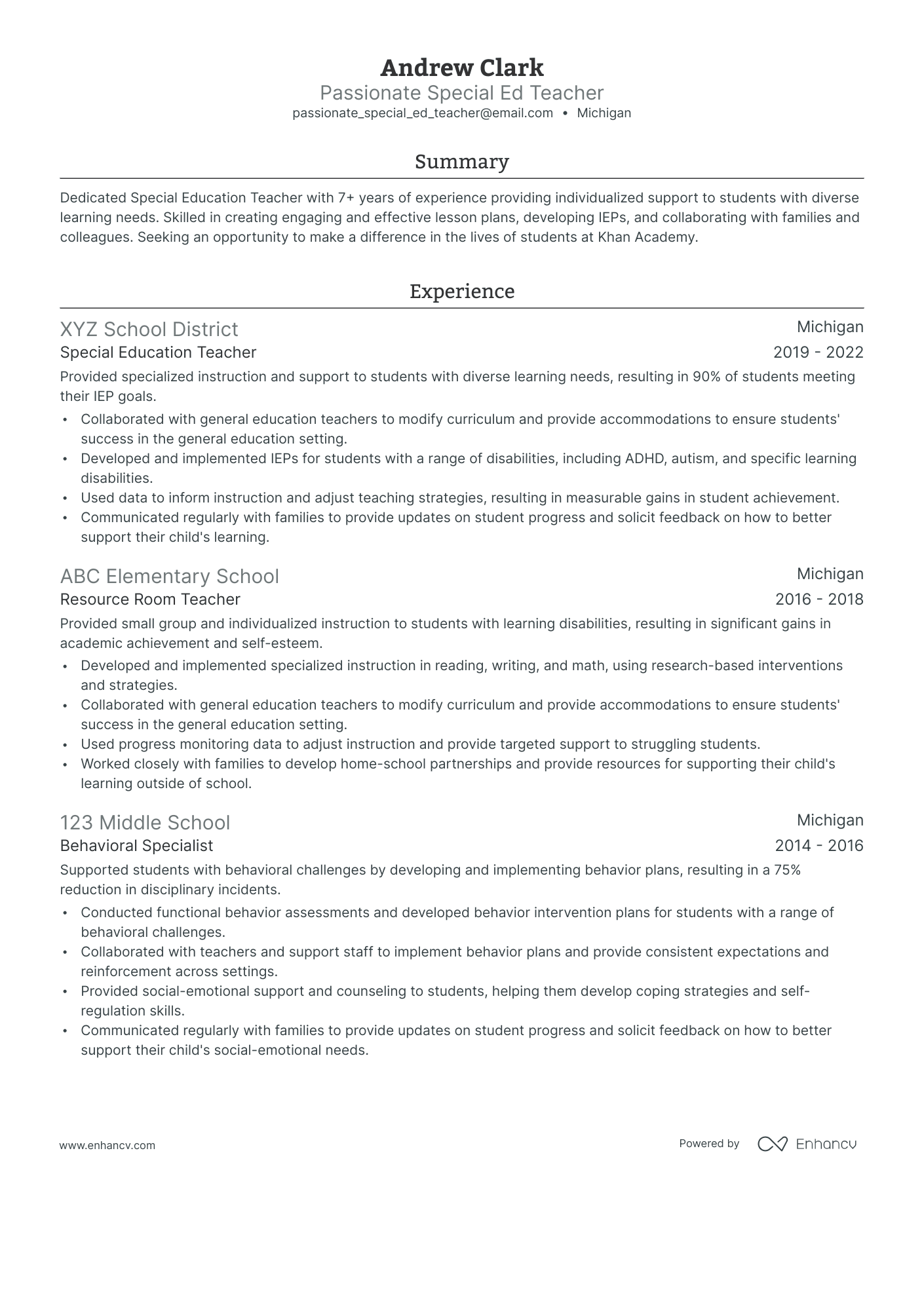 5 Special Ed Teacher Resume Examples - January 2025