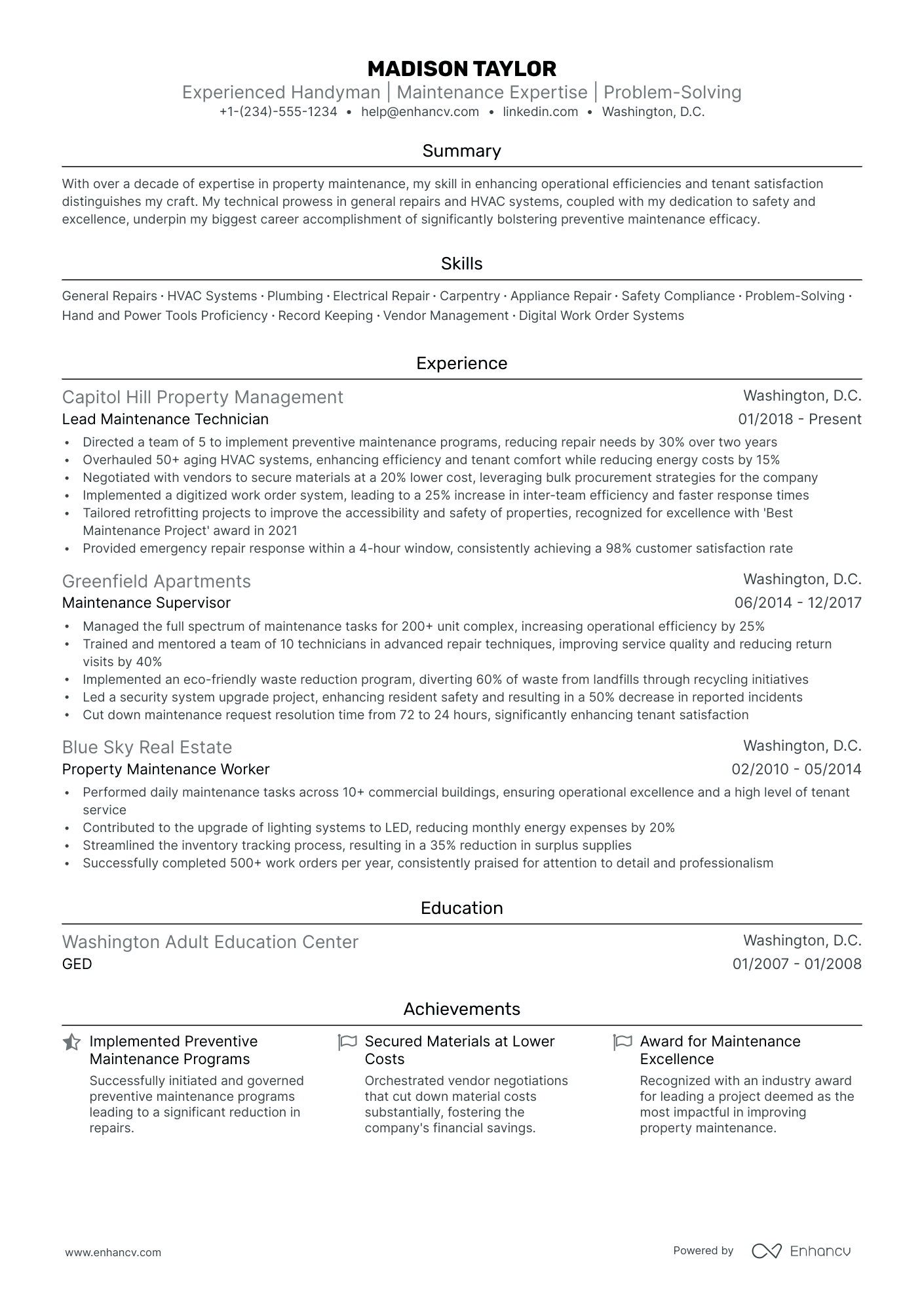 5 Handyman Resume Examples & Guide for 2024