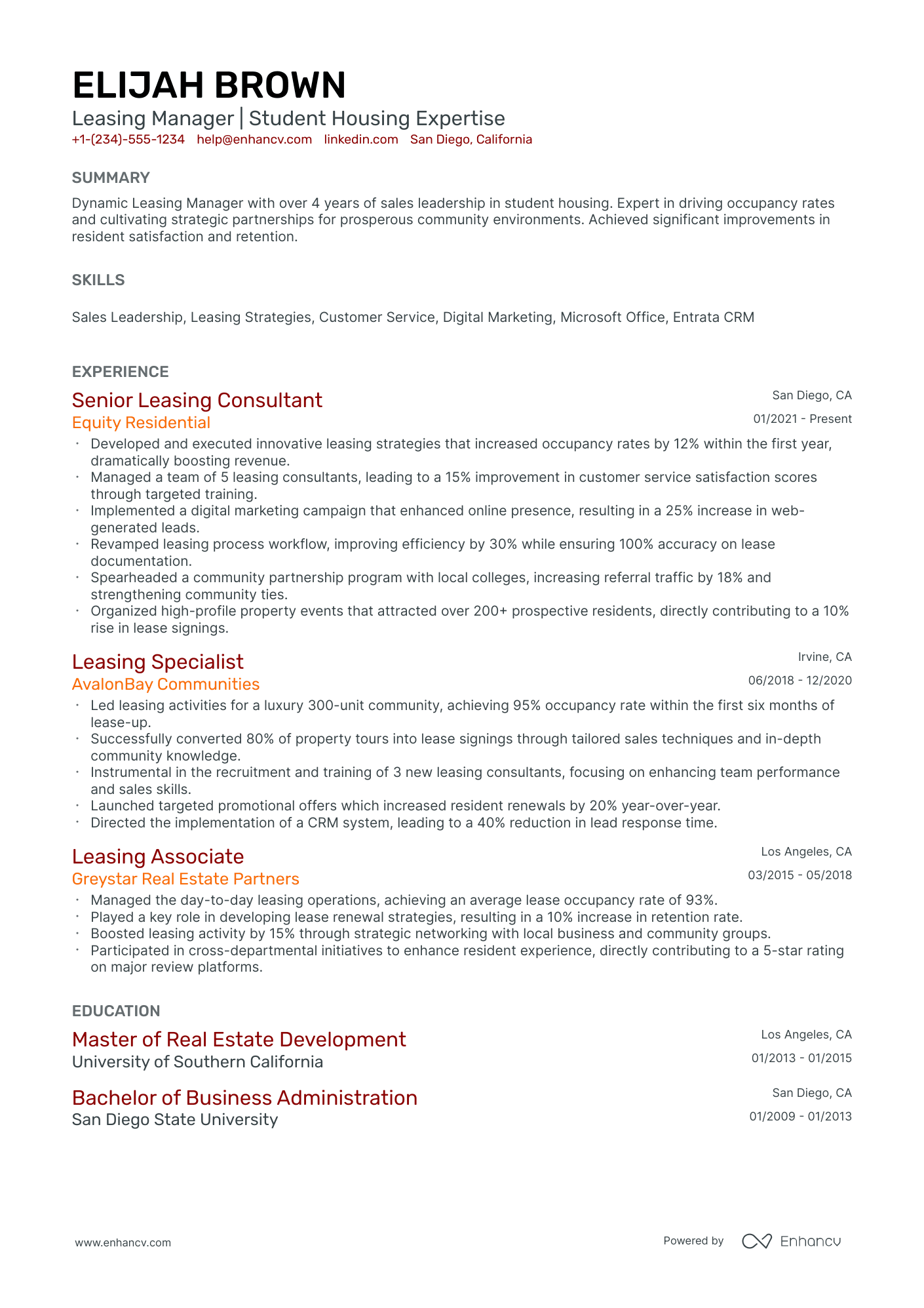 10 Leasing Manager Resume Examples & Guide for 2026