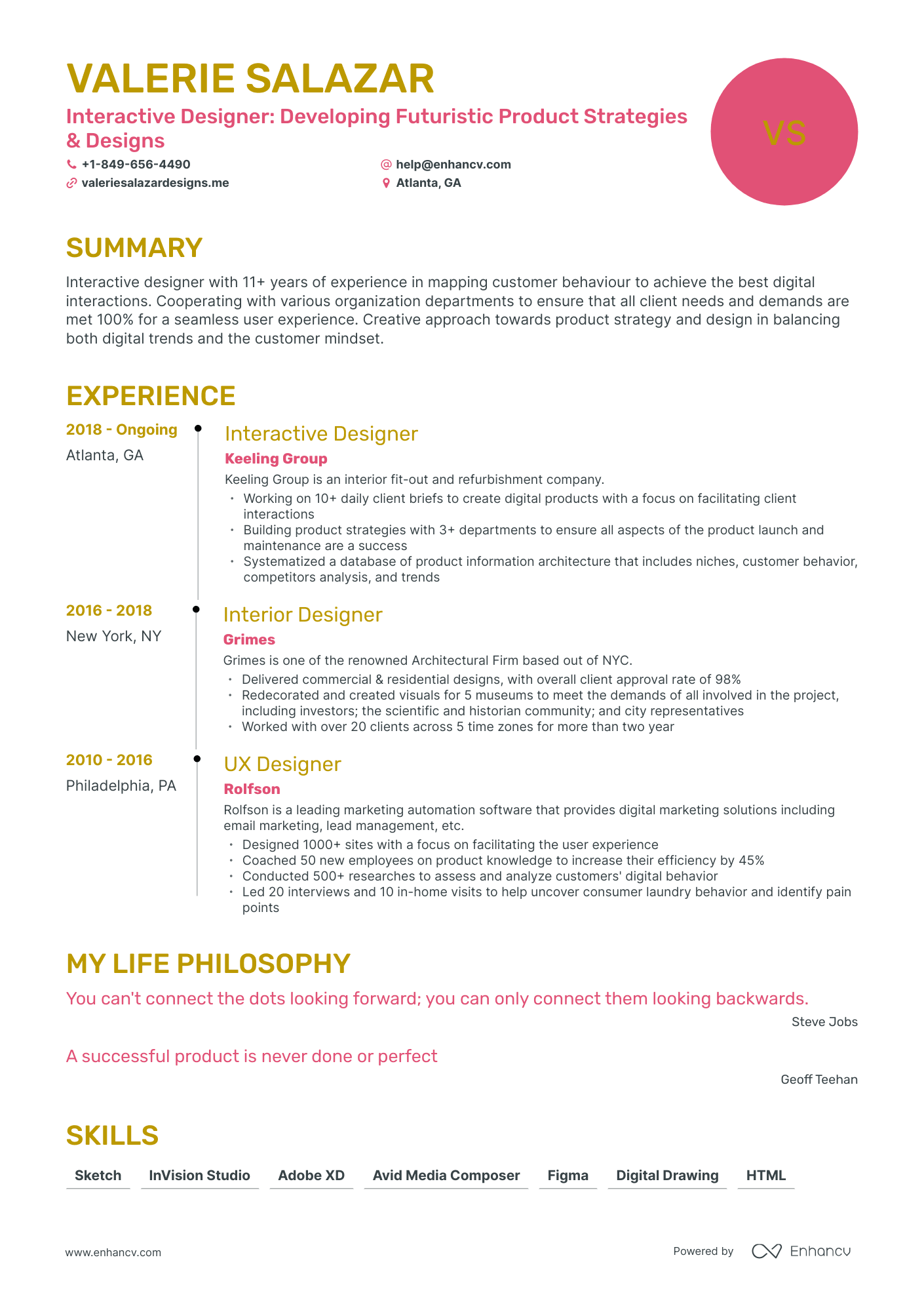 5 Interactive Designer Resume Examples & Guide for 2024