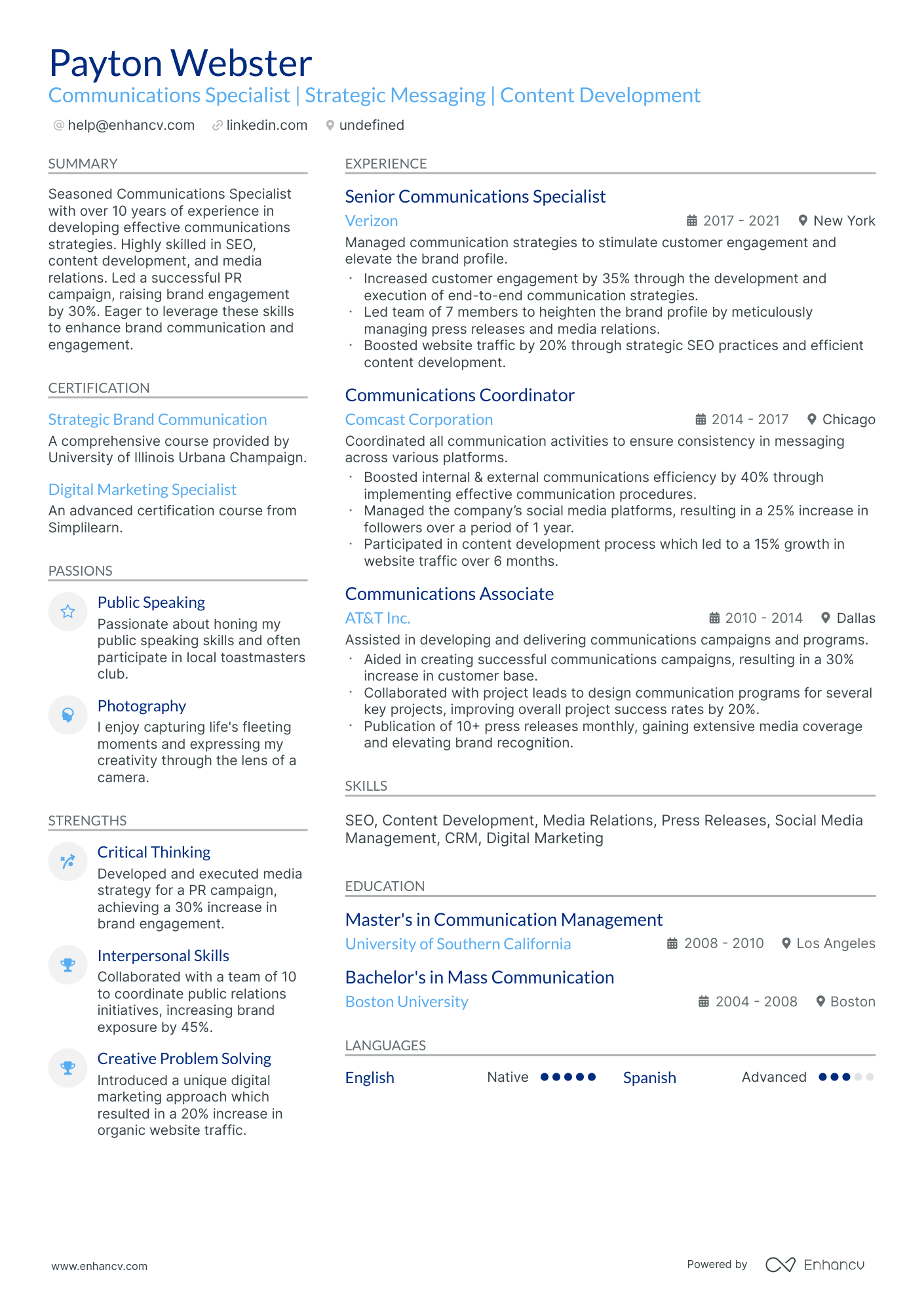 10 Communications Specialist Resume Examples & Guide for 2026
