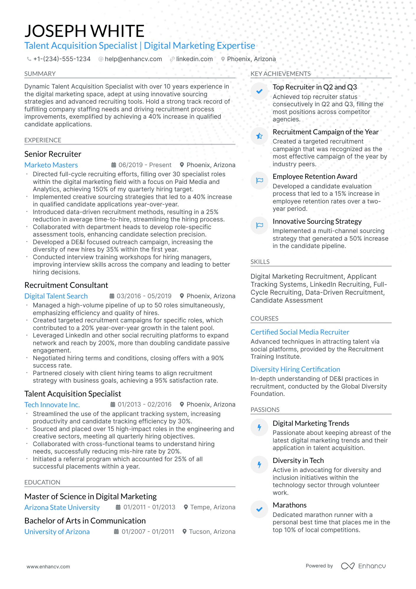 10 Talent Acquisition Manager Resume Examples & Guide for 2026