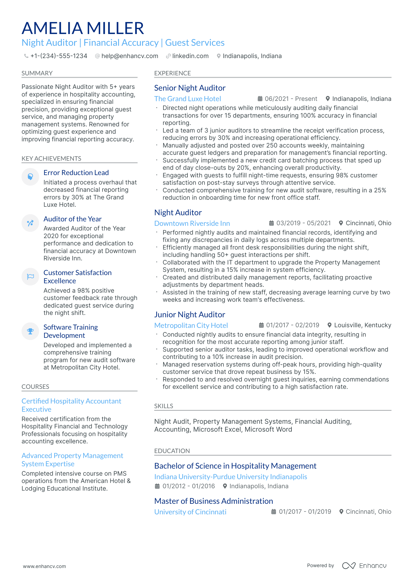 10 Night Auditor Resume Examples & Guide for 2025