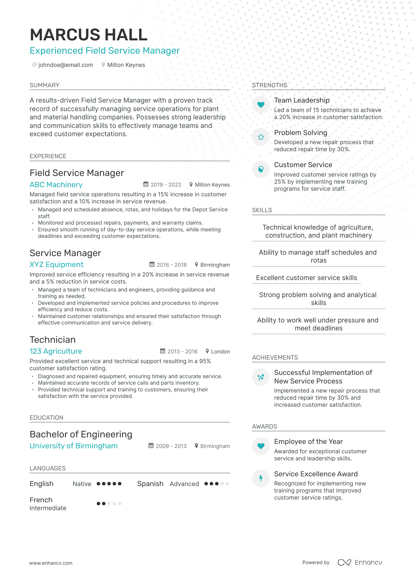 5 Field Service Manager Resume Examples & Guide for 2024
