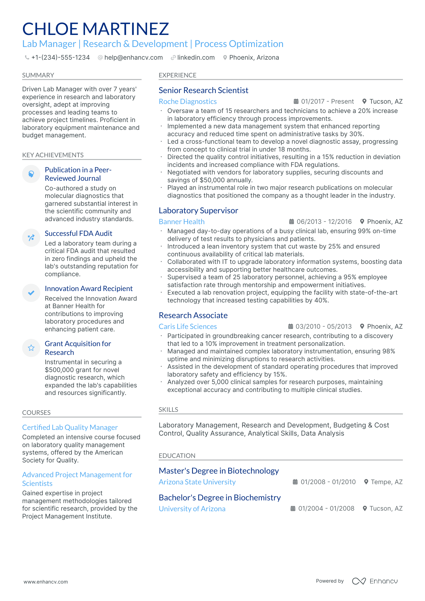 10 Lab Manager Resume Examples & Guide for 2026