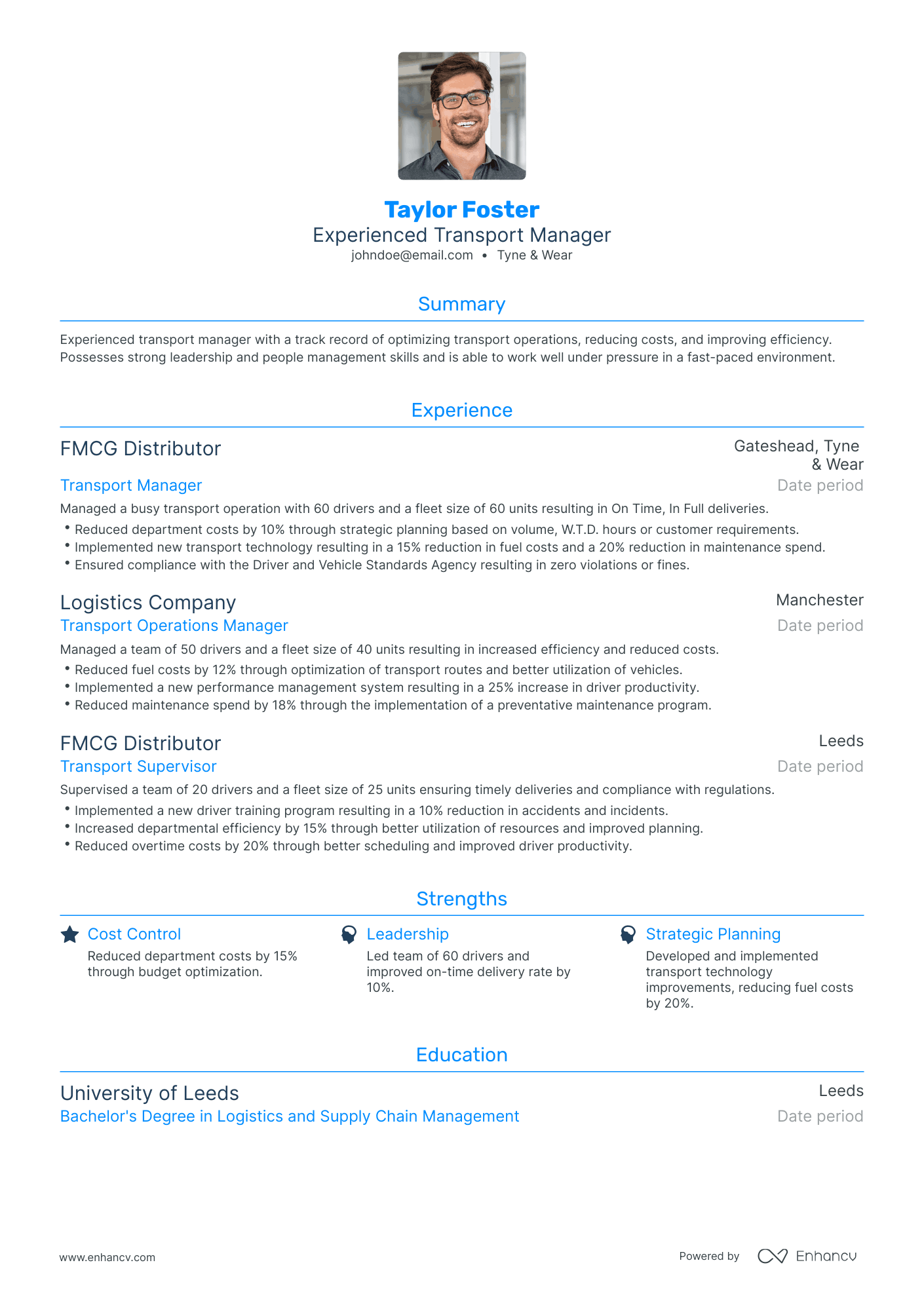5 Transport Manager Resume Examples & Guide for 2023