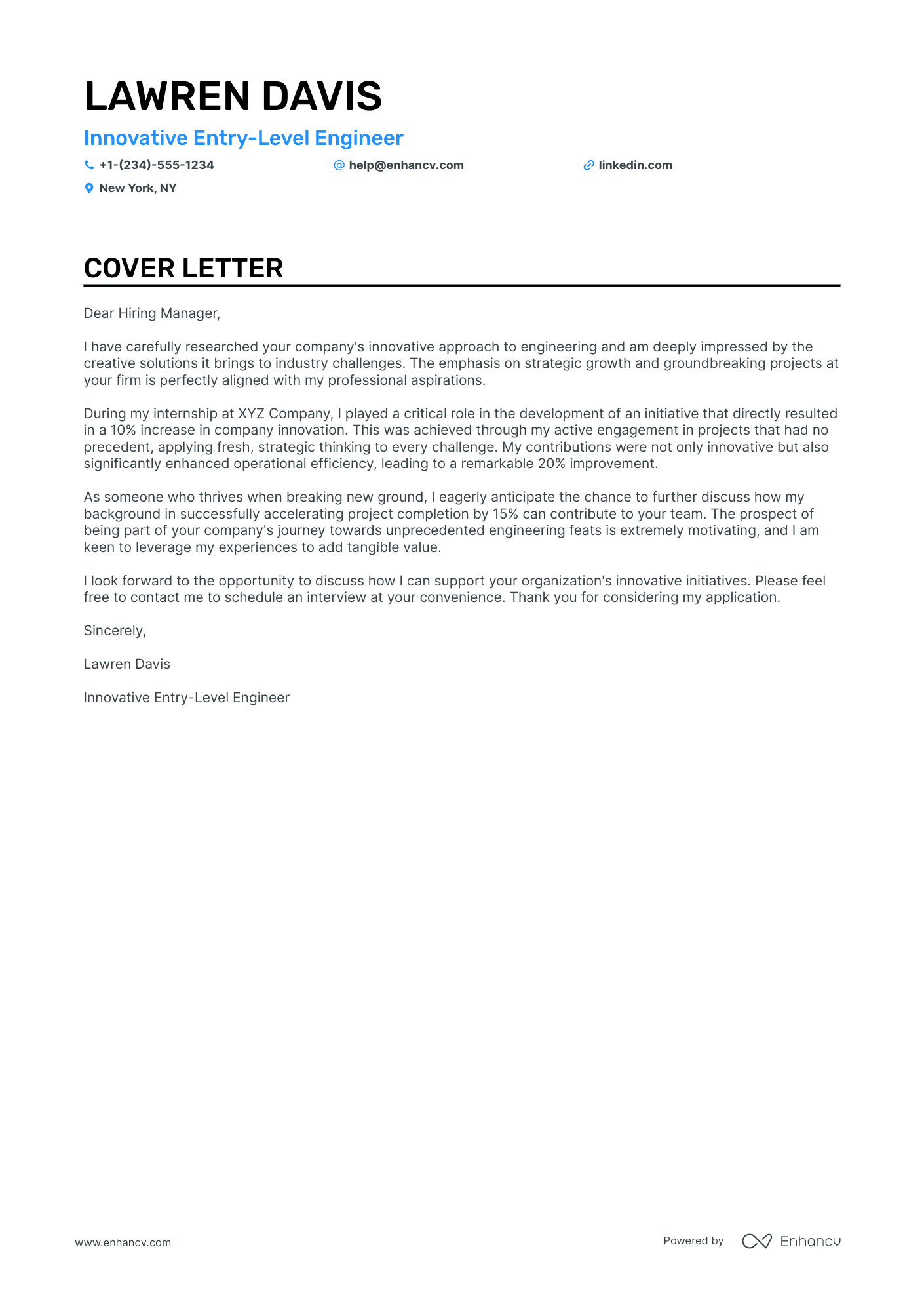 Engineering Cover Letter Examples for 2026 | Enhancv