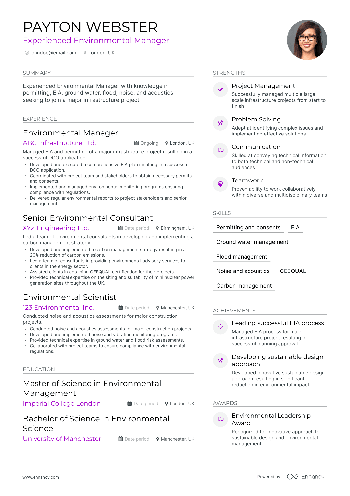 2 Environmental Manager Resume Examples & Guide for 2023