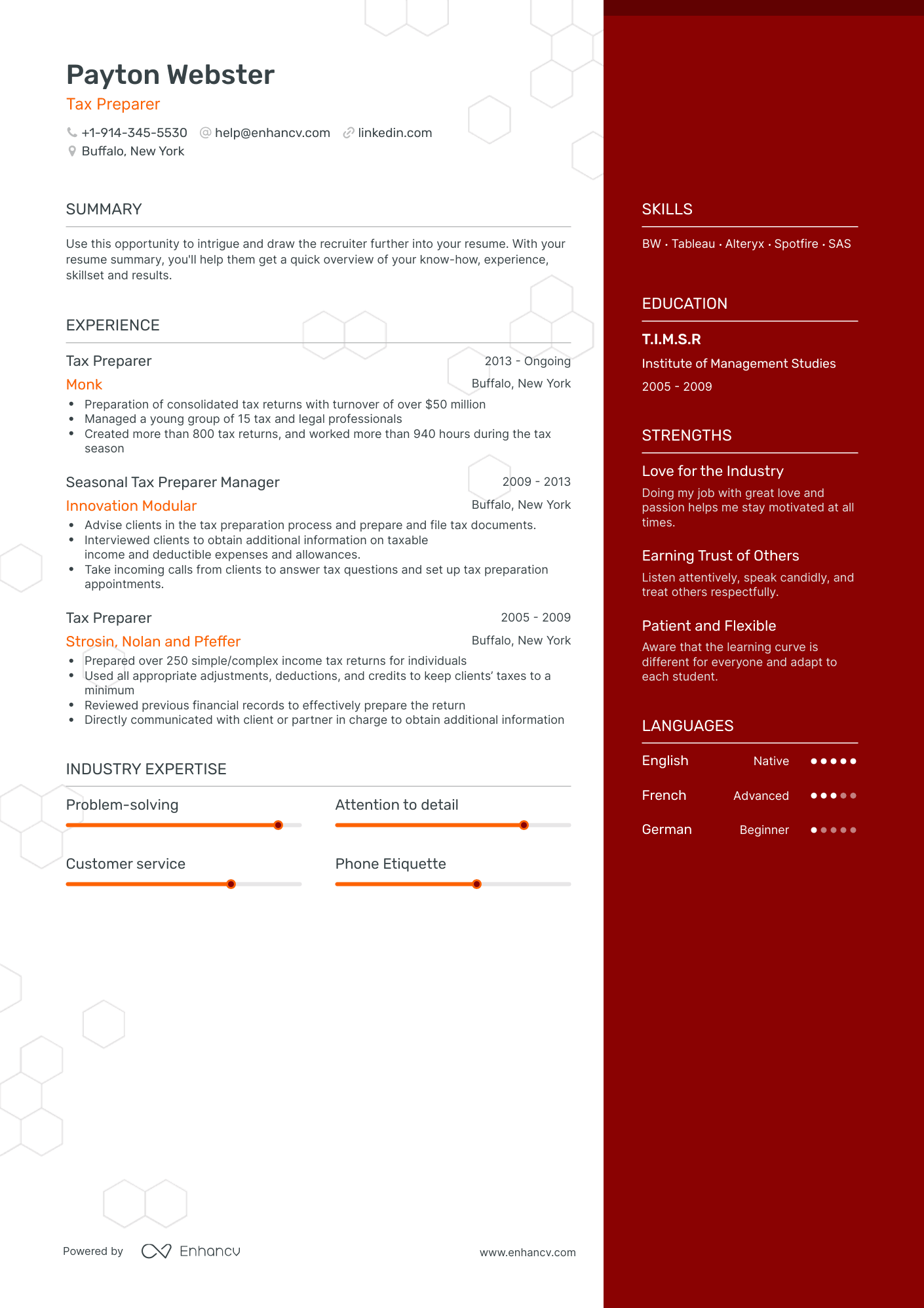 Tax Preparer Resume Examples & Guide for 2023 (Layout, Skills, Keywords ...