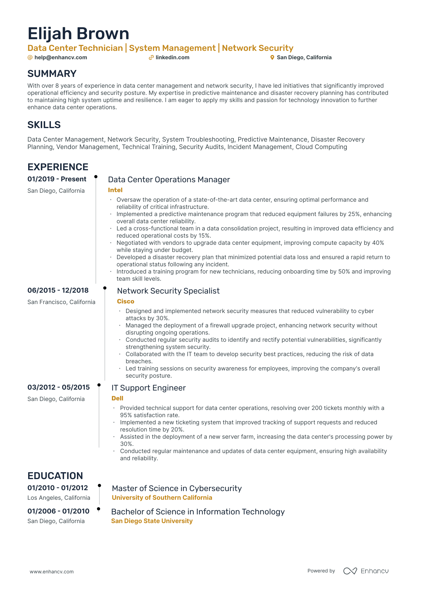6 Data Center Technician Resume Examples & Guide for 2025