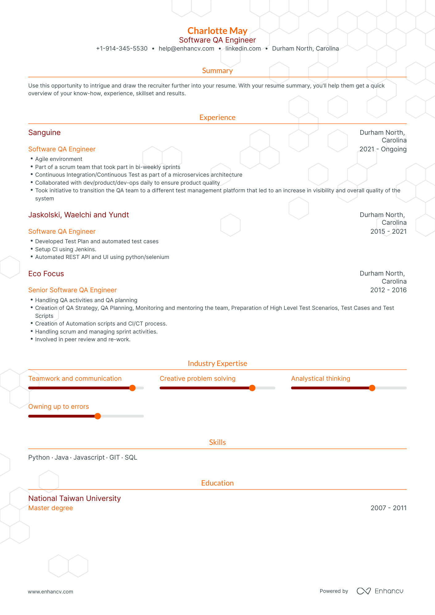 Software QA Engineer Resume Examples & Guide for 2023 (Layout, Skills ...