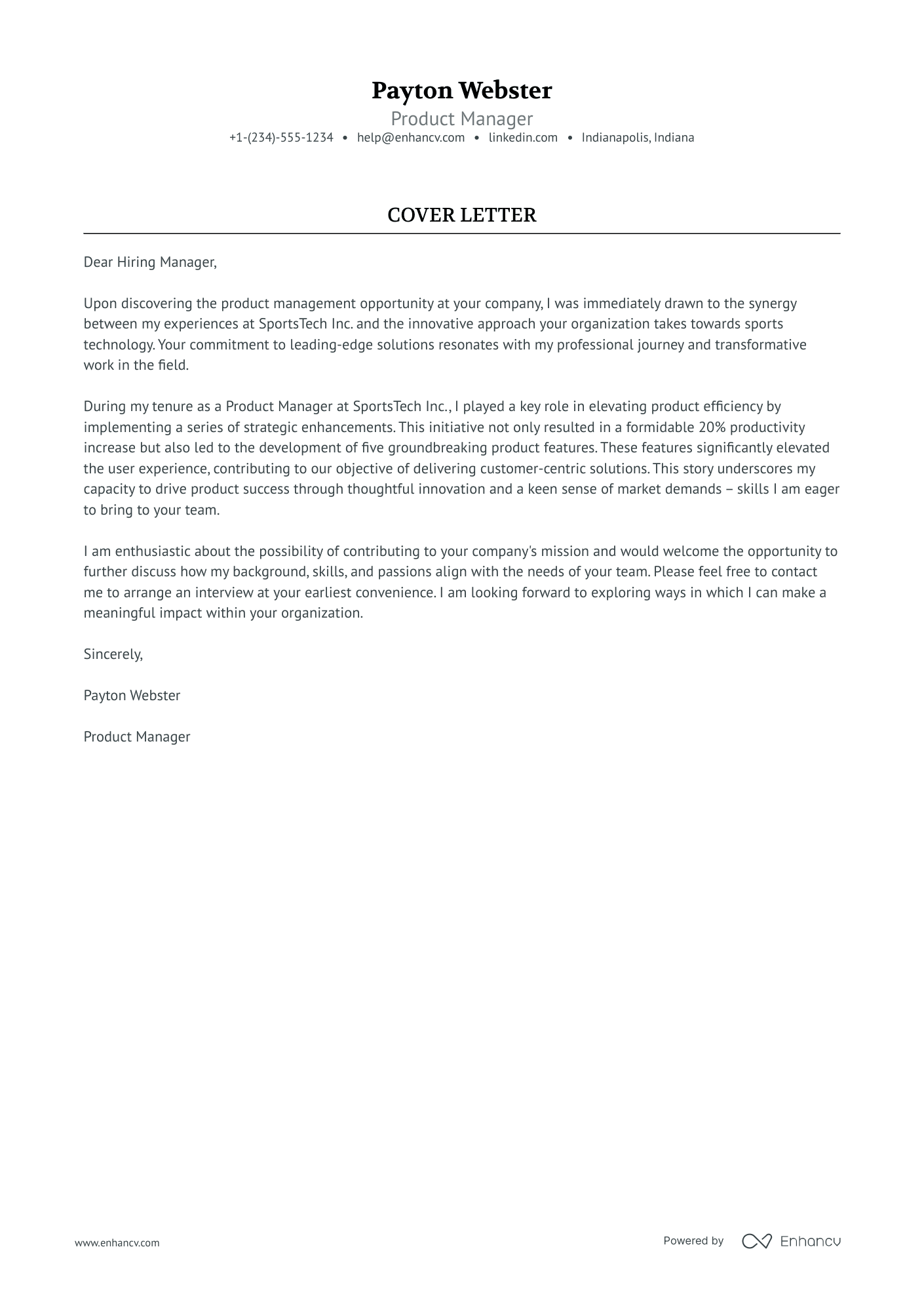 26 Professional Product Manager Cover Letter Examples and Template for ...