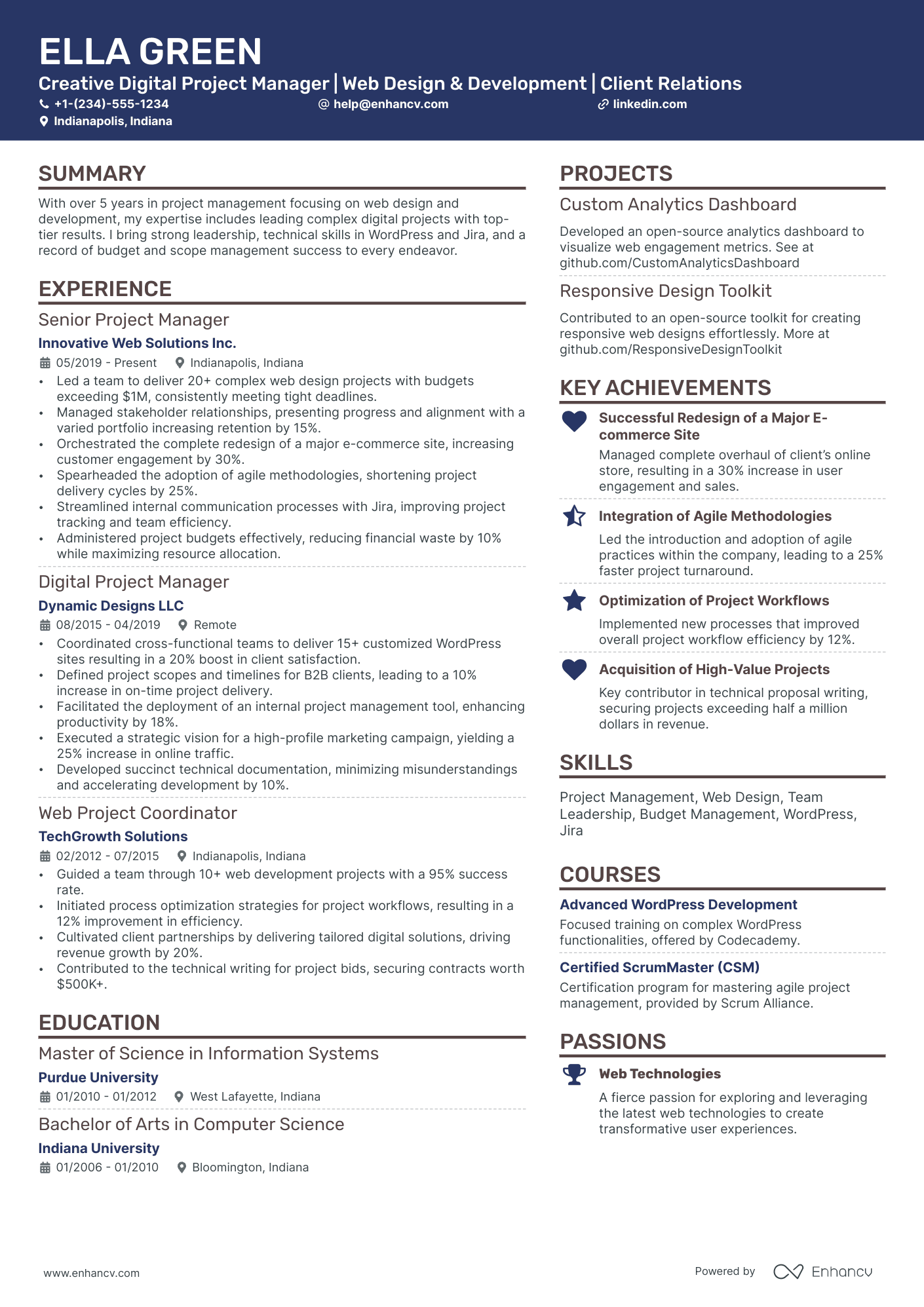 10 Web Project Manager Resume Examples & Guide for 2026
