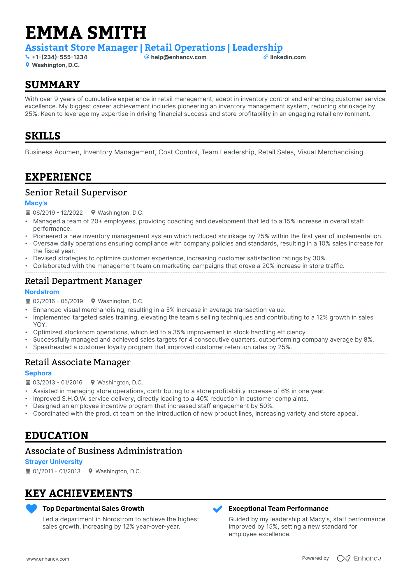 10 Retail Assistant Store Manager Resume Examples & Guide for 2025