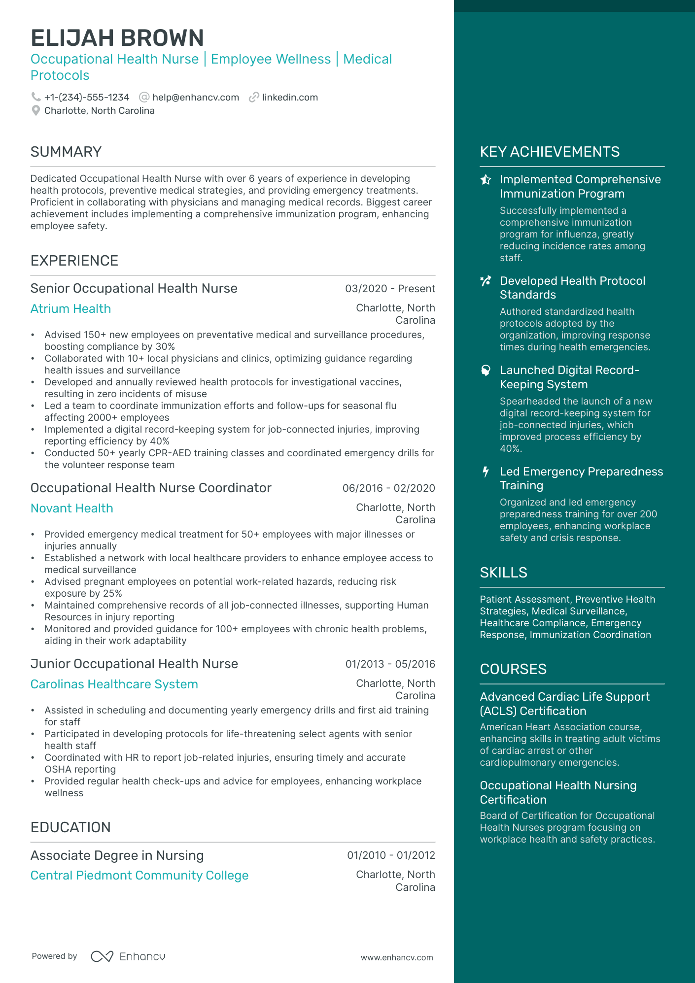 10 Occupational Health Nurse Resume Examples & Guide for 2026