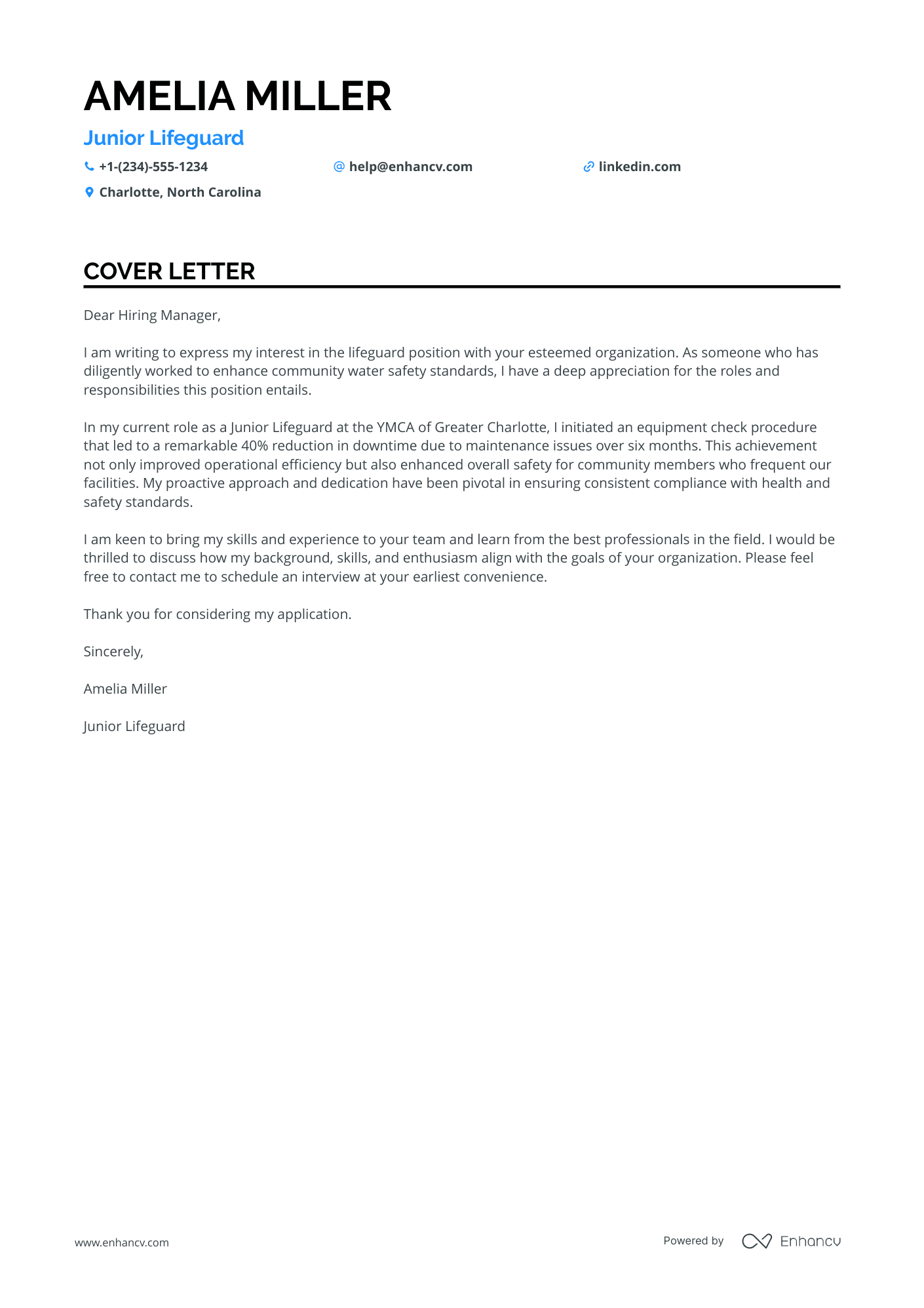 5 Professional Lifeguard Cover Letter Examples and Template for 2026 ...