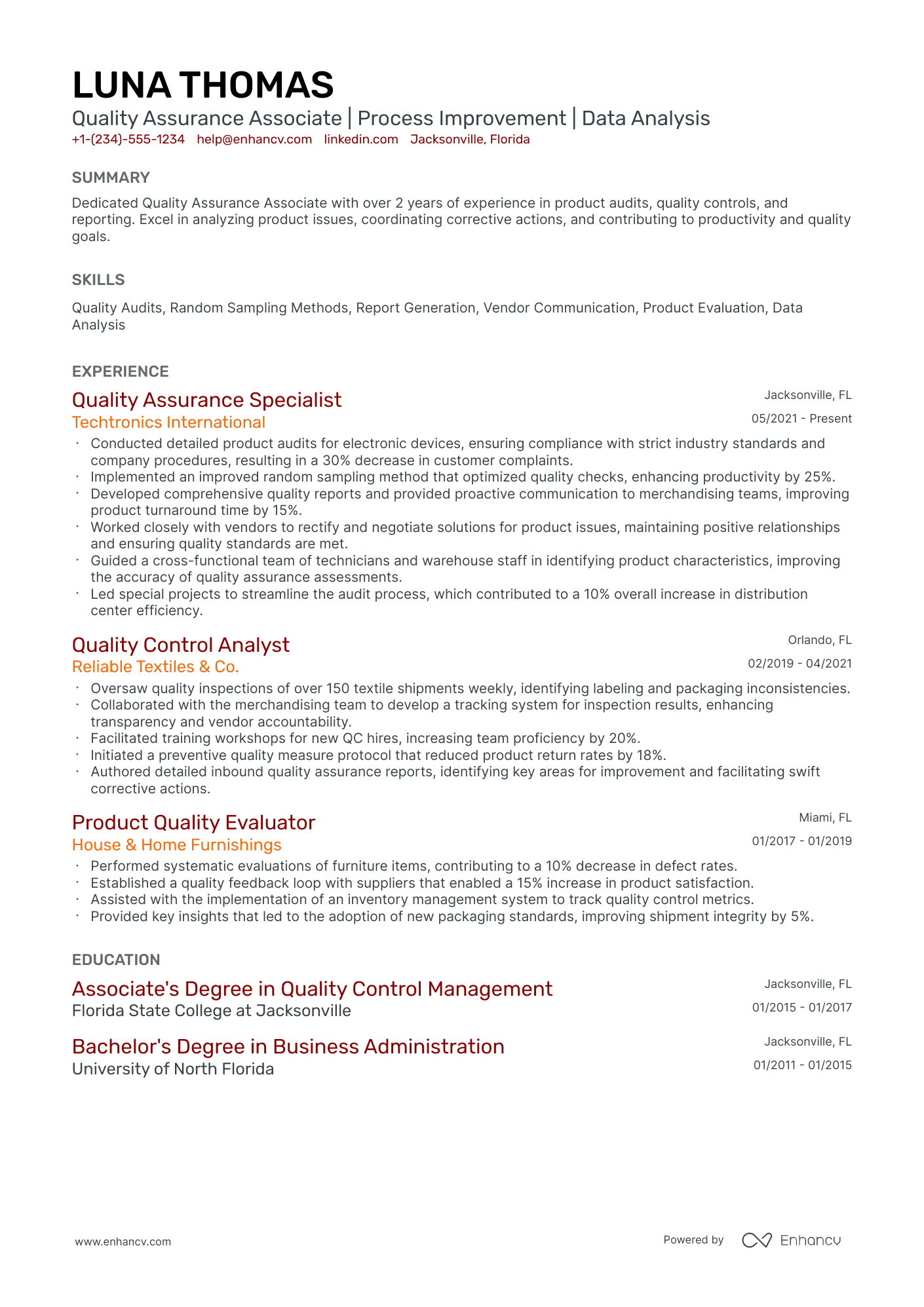 10 Quality Assurance Associate Resume Examples & Guide for 2026