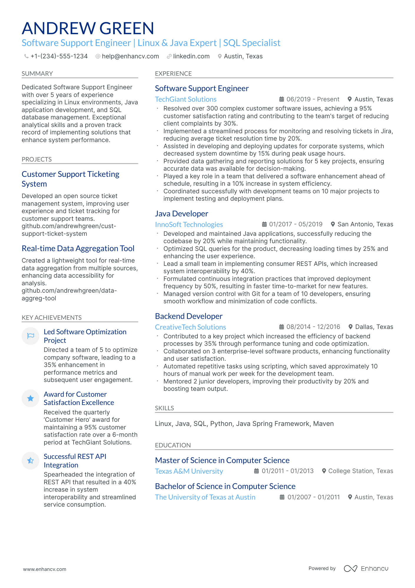 10 Software Support Engineer Resume Examples & Guide for 2026