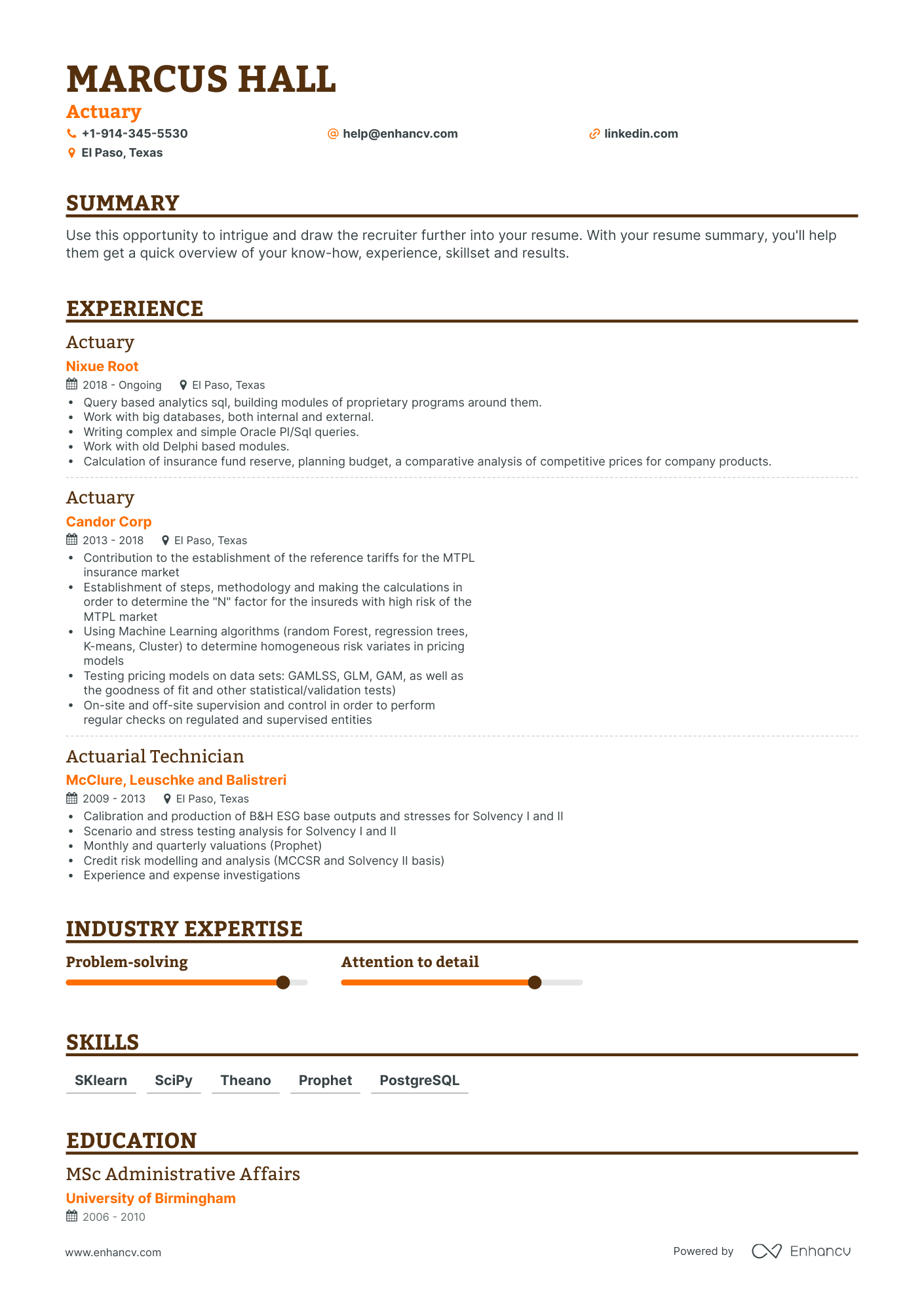 Actuary Resume Examples & Guide for 2023 (Layout, Skills, Keywords ...