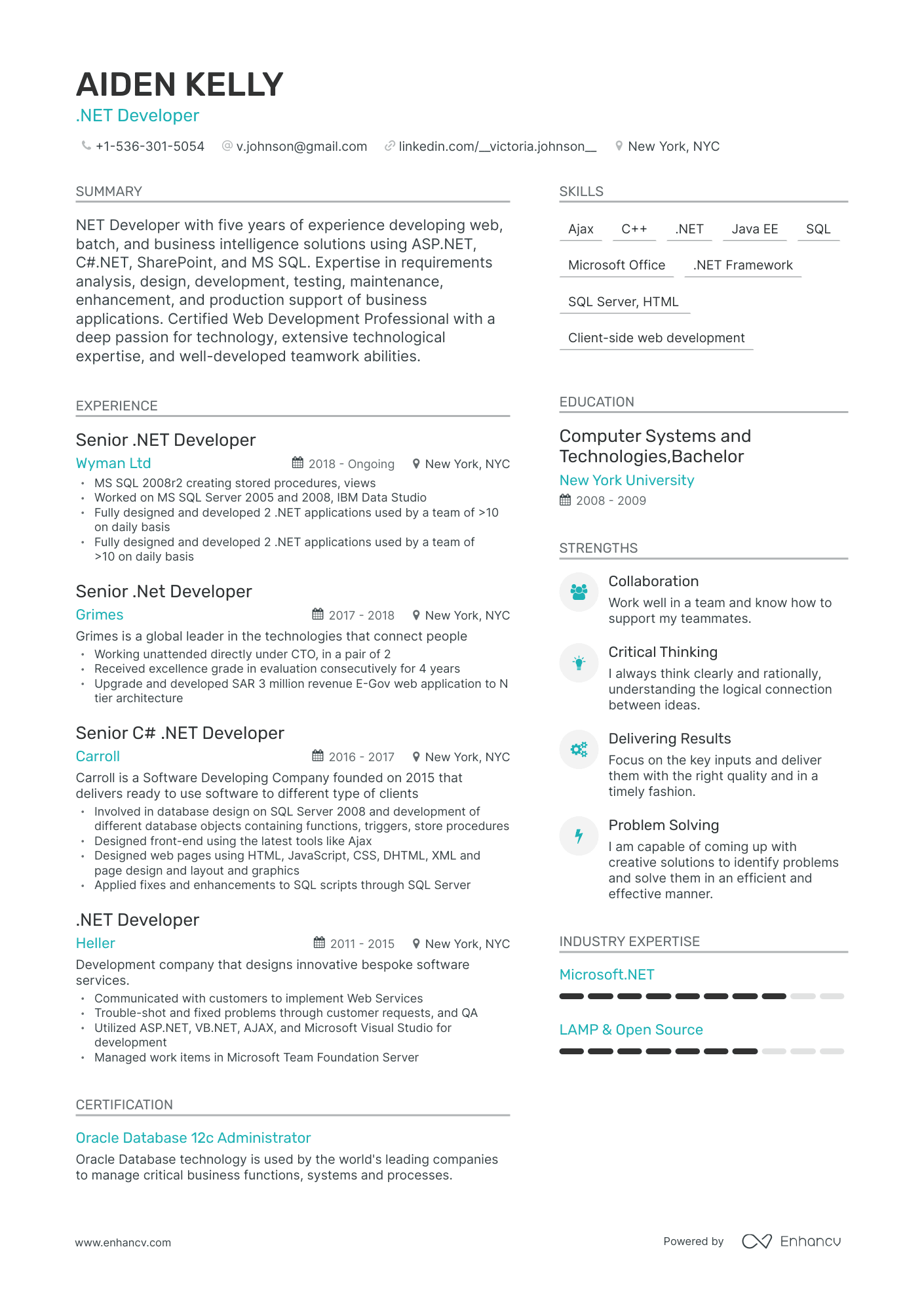 6 Net Developer Resume Examples & Guide for 2023