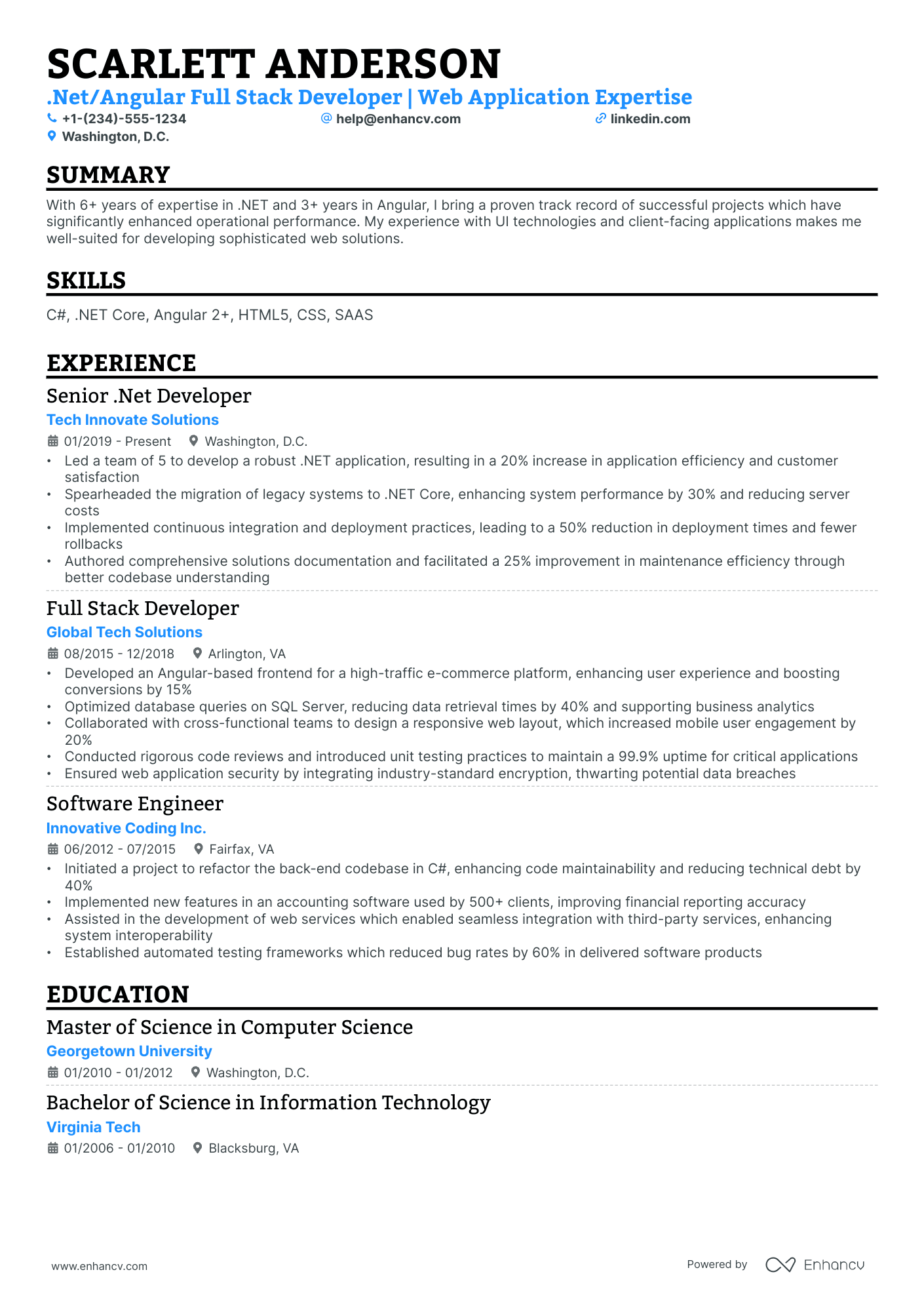 10 Angular Full-Stack Developer Resume Examples & Guide for 2025