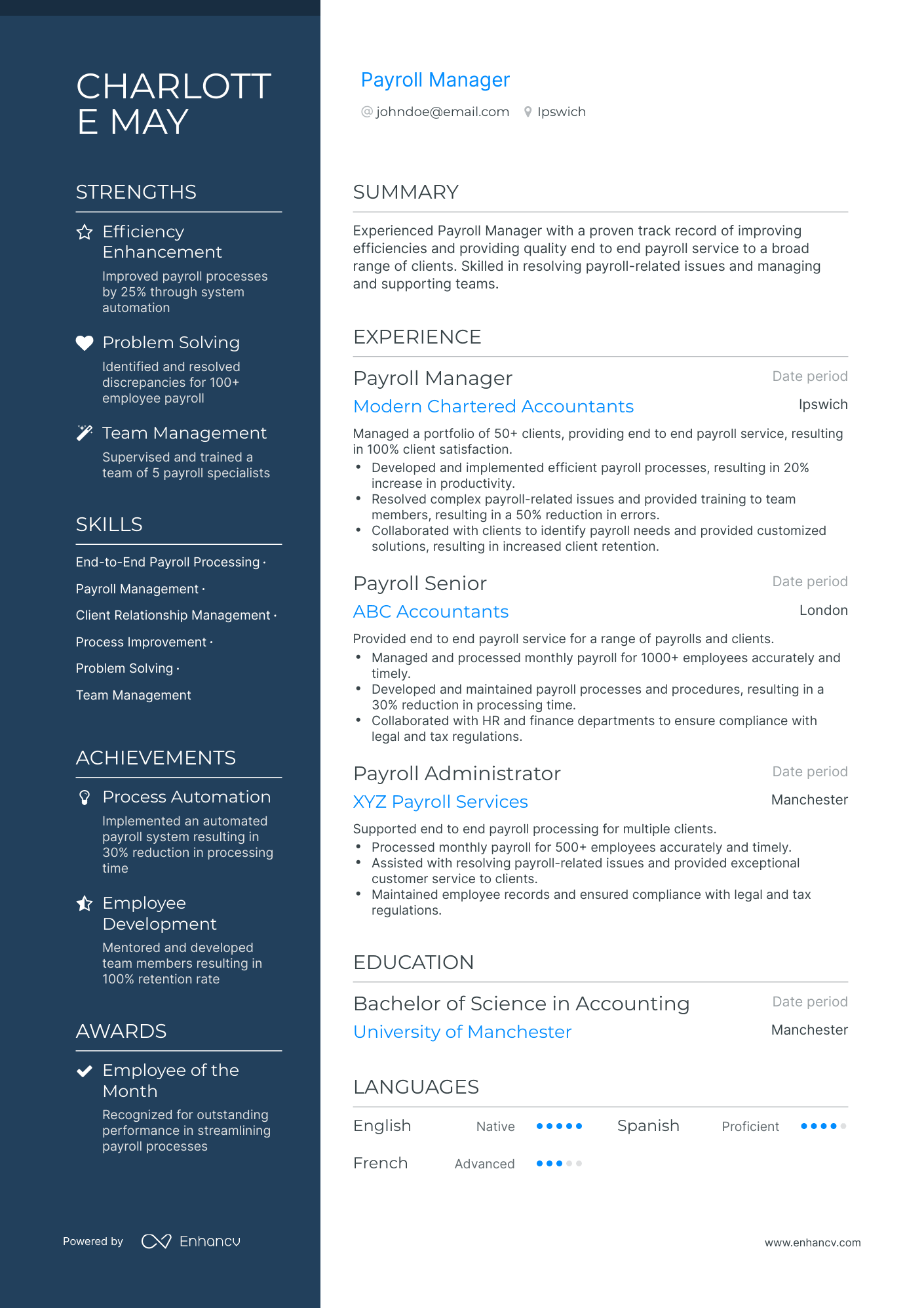 5 Payroll Manager Resume Examples & Guide for 2024