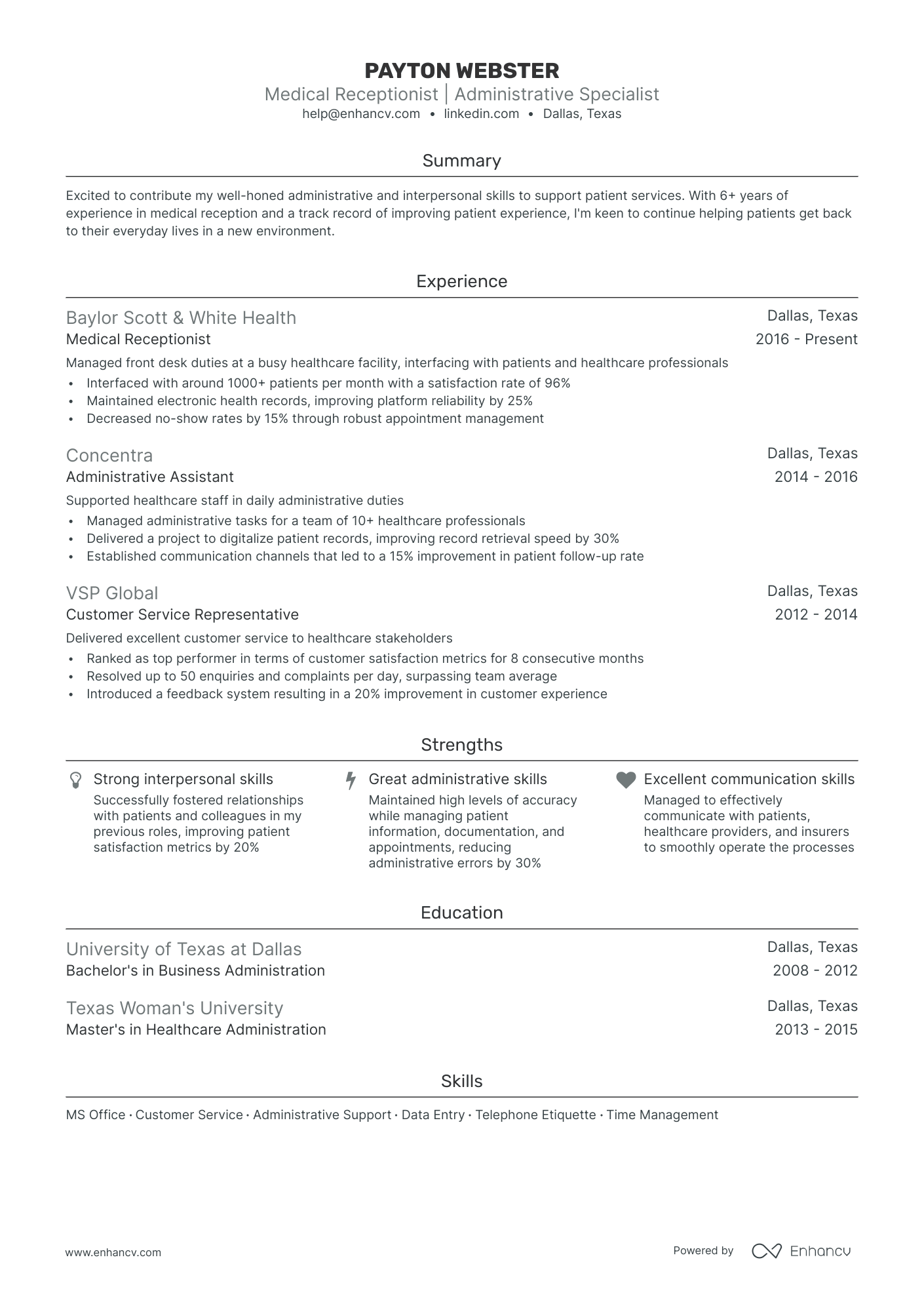 5 Front Desk Medical Receptionist Resume Examples & Guide for 2024