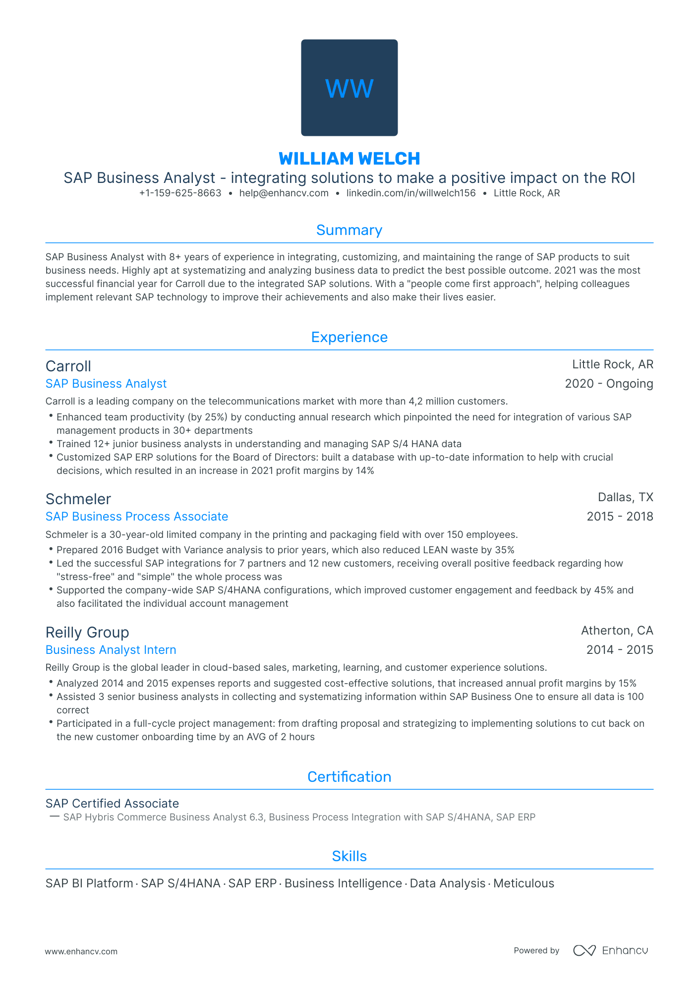 5 SAP Business Analyst Resume Examples & Guide for 2023