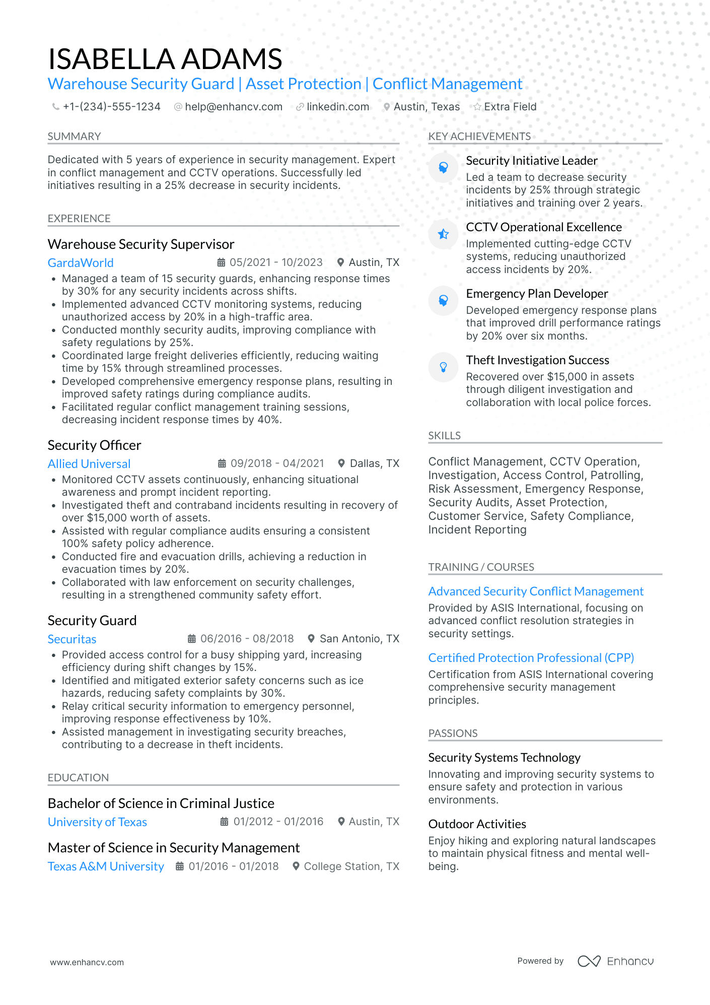 21 Security Guard Resume Examples & Guide for 2026