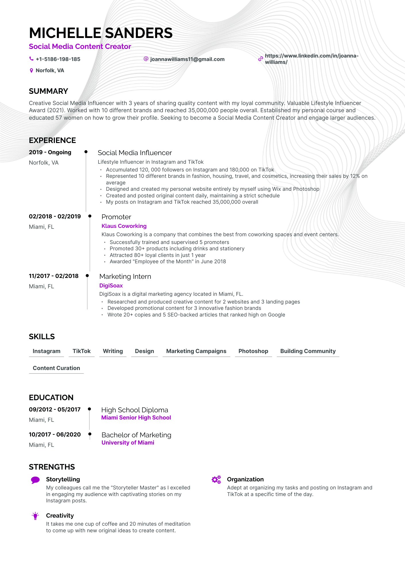 5 Social Media Influencer Resume Examples & Guide for 2023