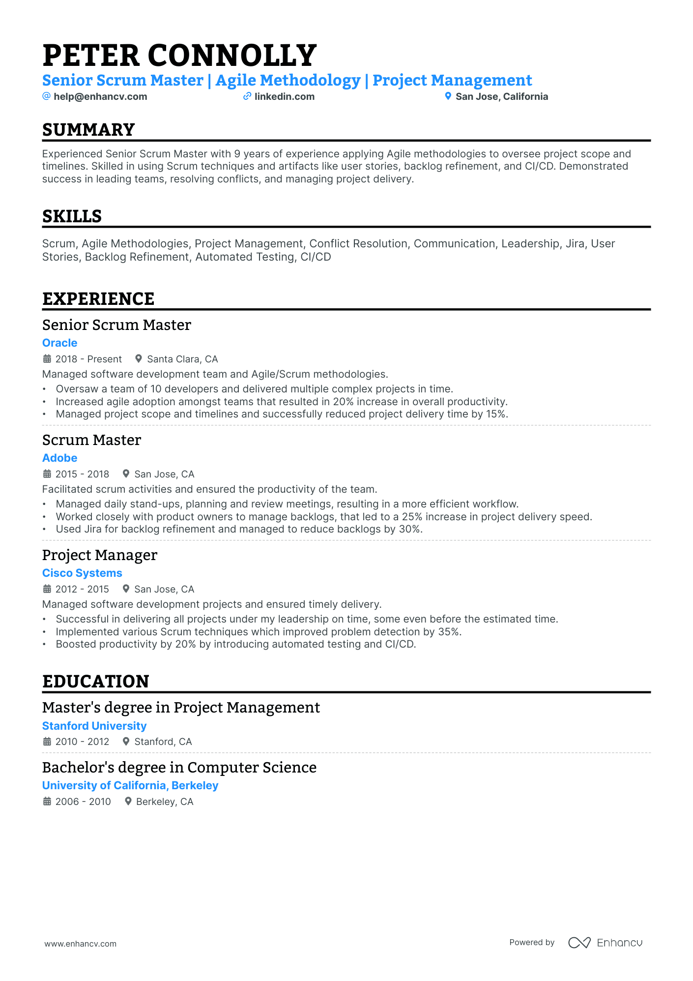 10 Senior Scrum Master Resume Examples & Guide for 2026