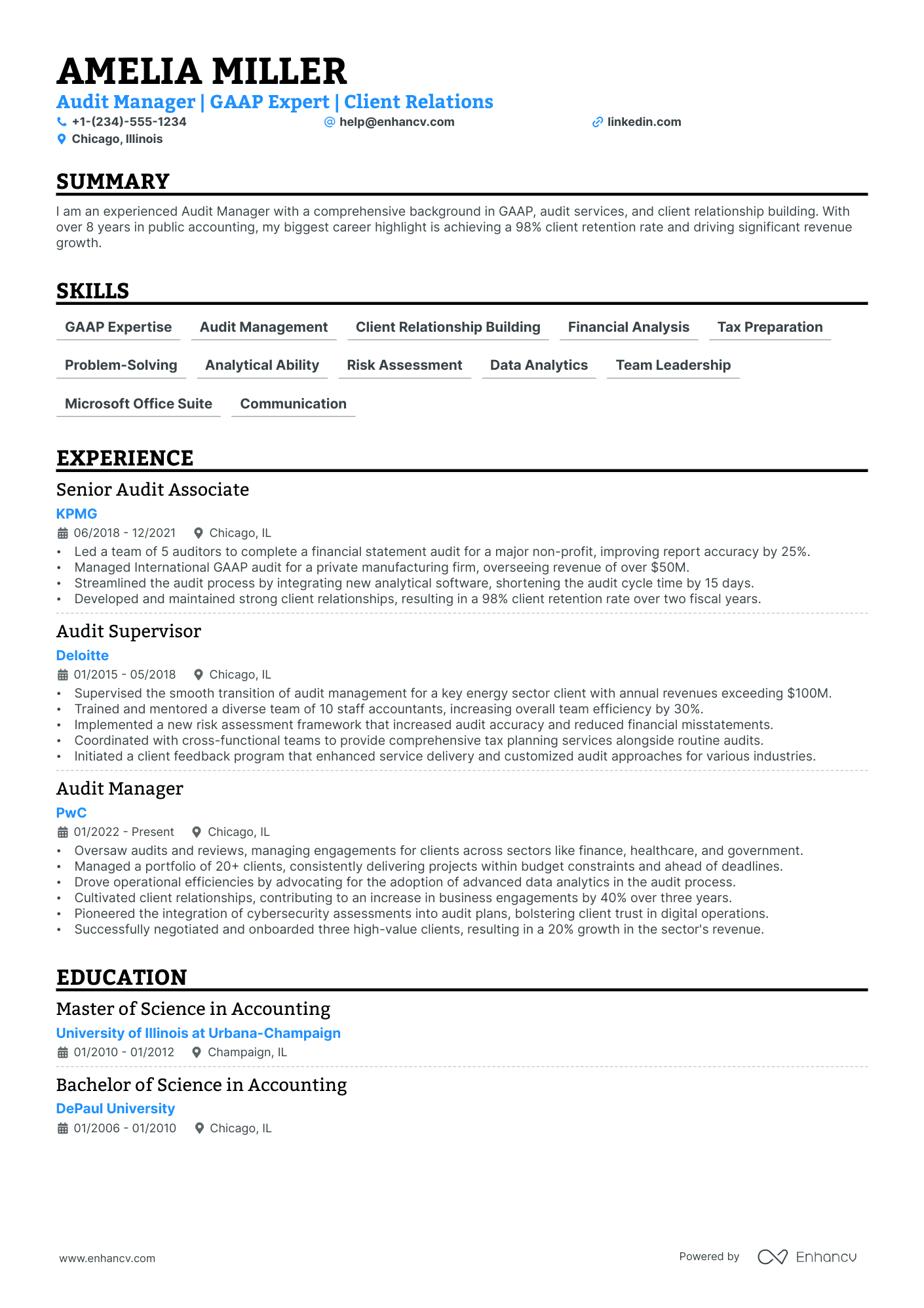 5 Audit Manager Resume Examples & Guide for 2024